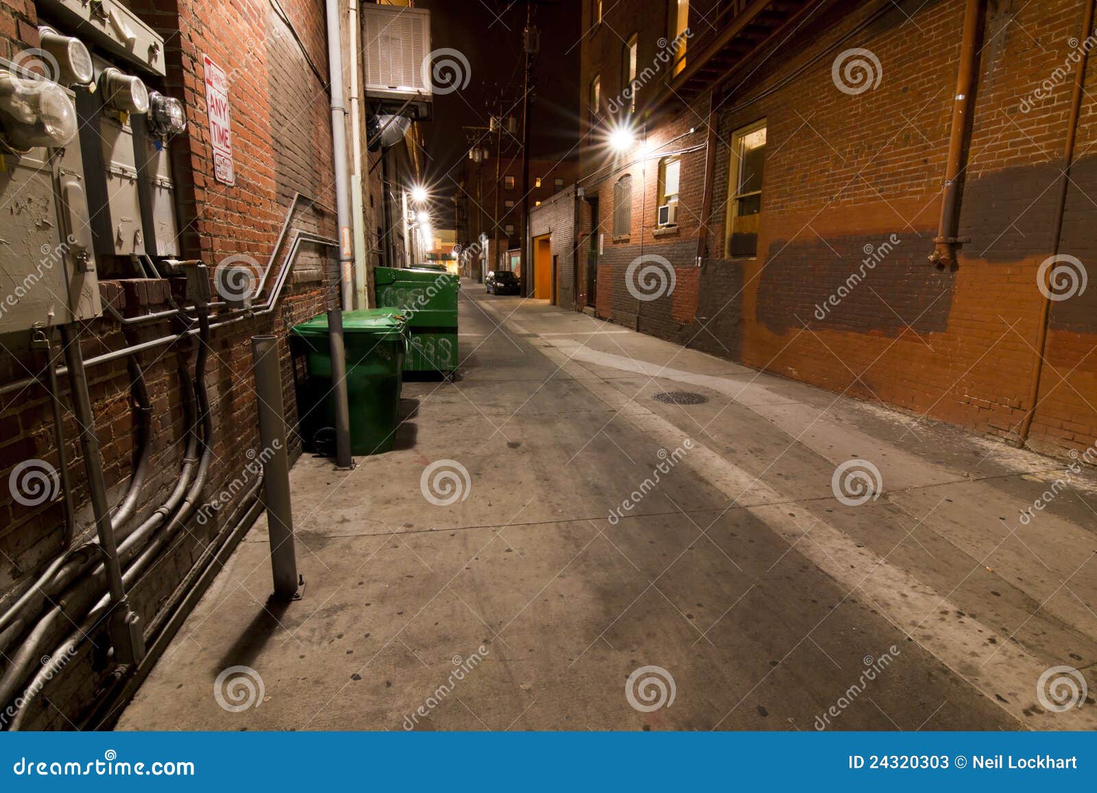 Urban Alley Camera Streetlight Red Wall Royalty-Free Stock Photo ...