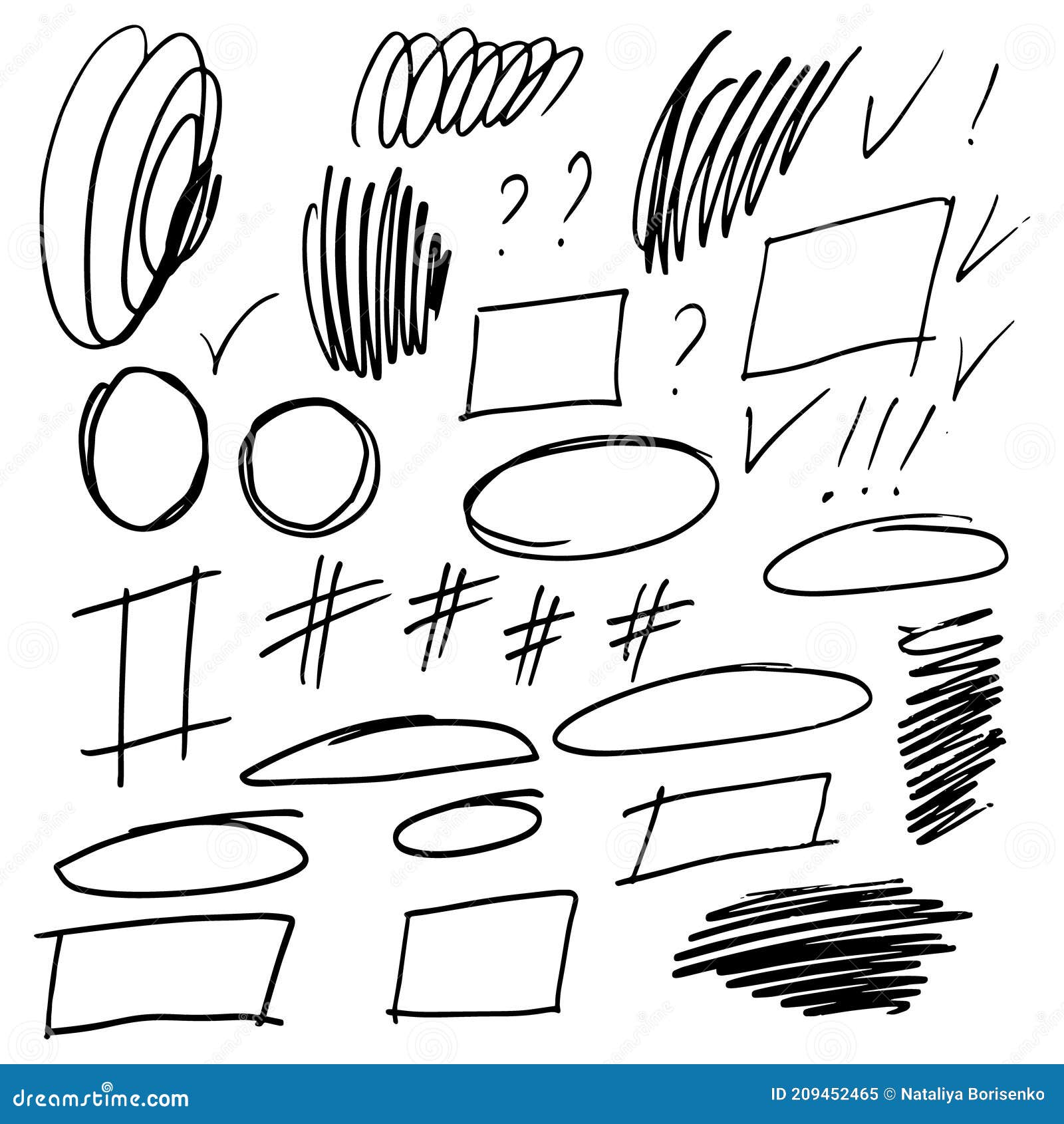 Dirty Design Elements. Set of Hand Drawn Elements Stock Illustration ...