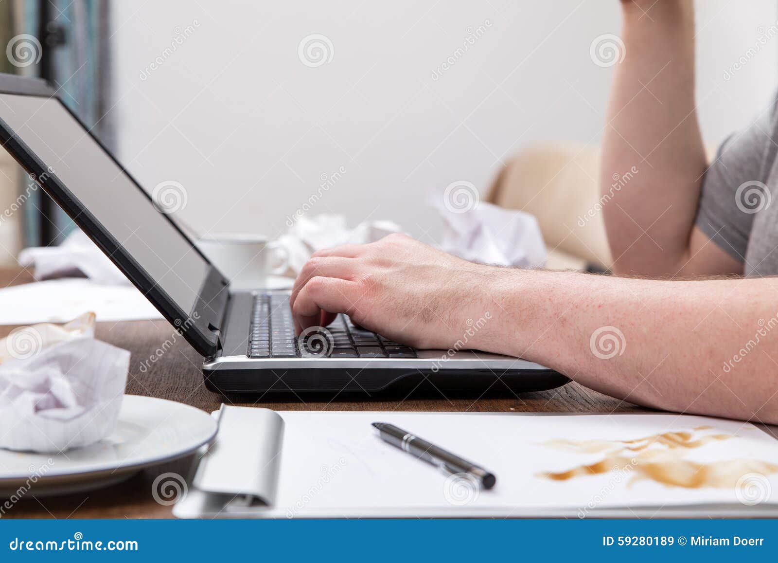 Dirty Desk with a Notebook and a Notepad Stock Image - Image of ...