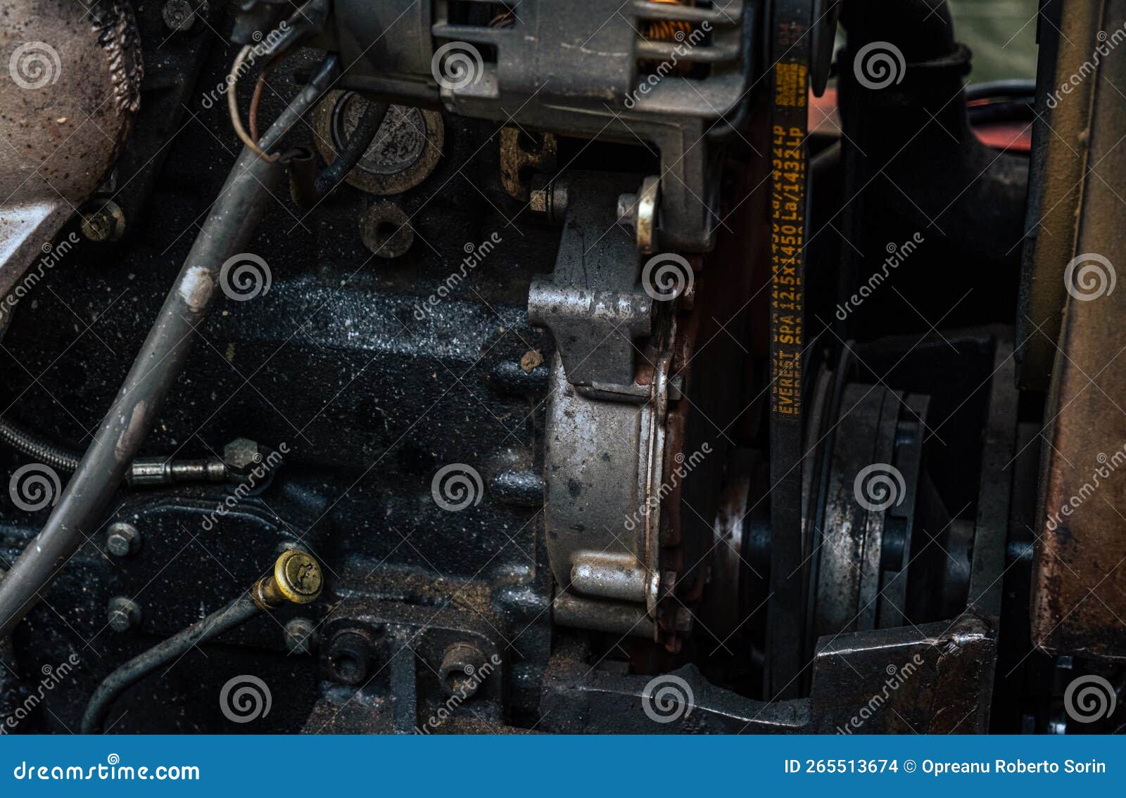 Dirty diesel engine stock photo. Image of machinery - 265513674