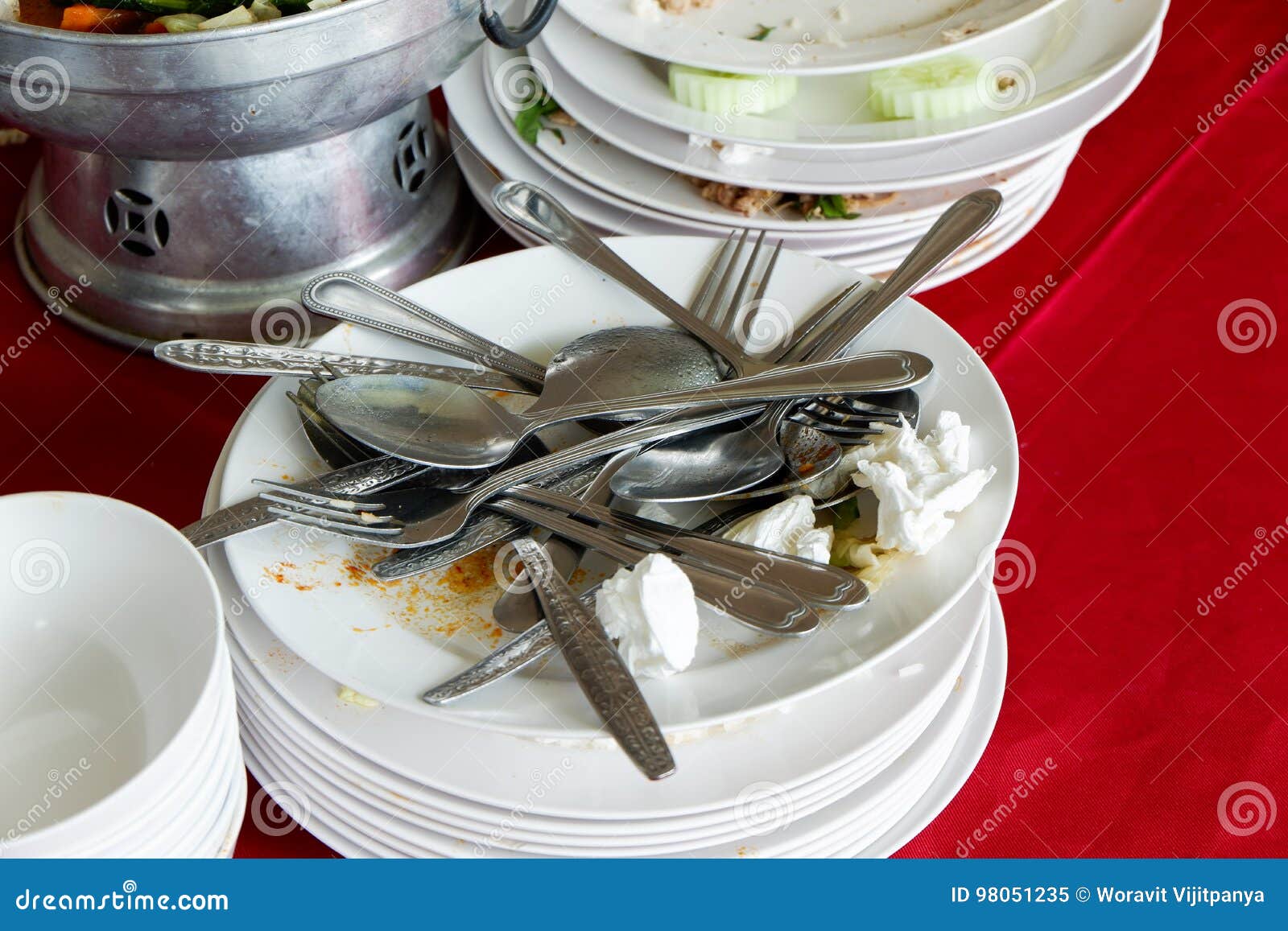 Dirty dish - waste food stock image. Image of table, dishes - 98051235