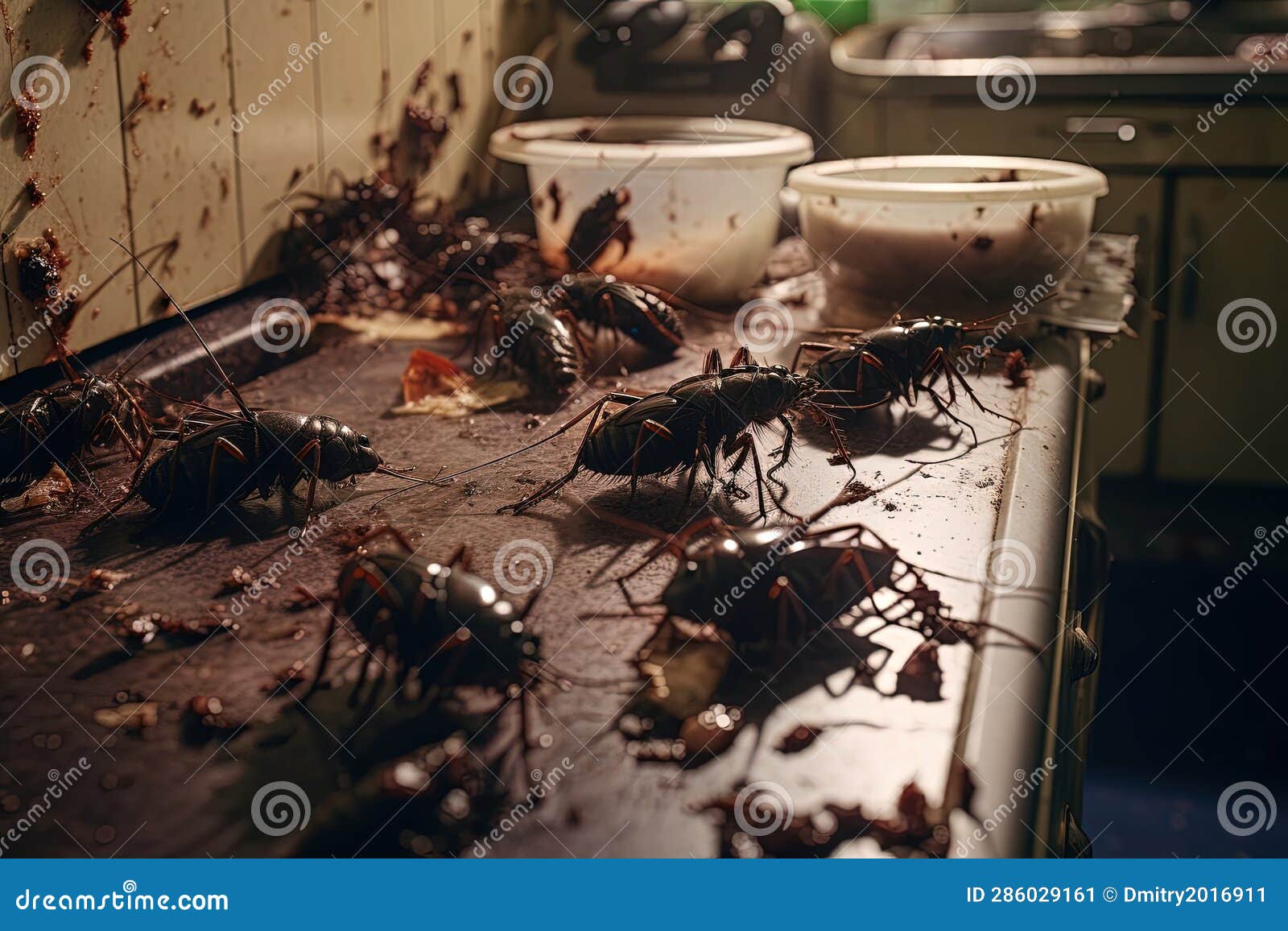 Cockroaches in a Dirty Kitchen. Stock Image - Image of small, kitchen ...