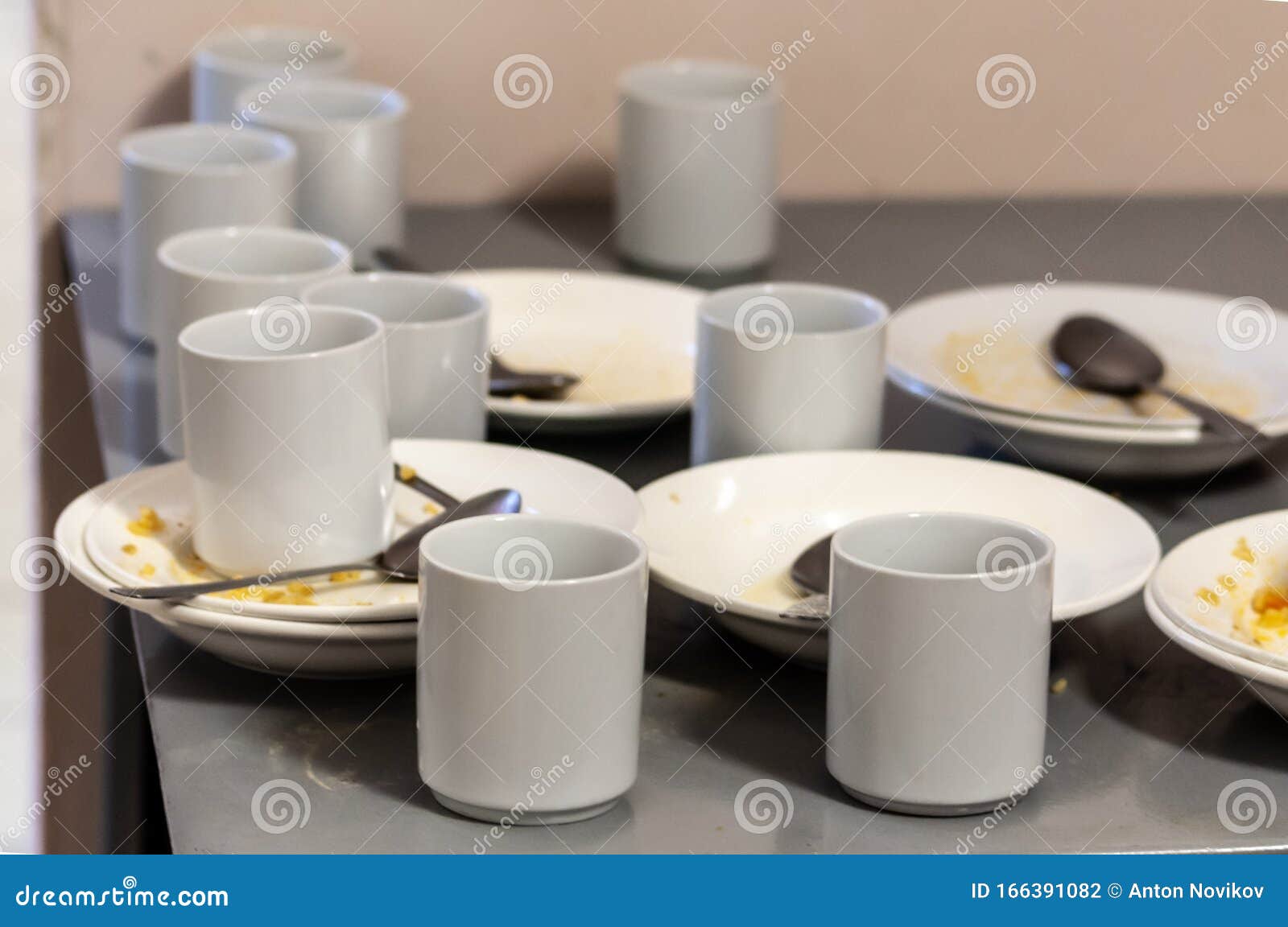 Dirty Dishes on the Edge of the Table Stock Photo - Image of domestic ...