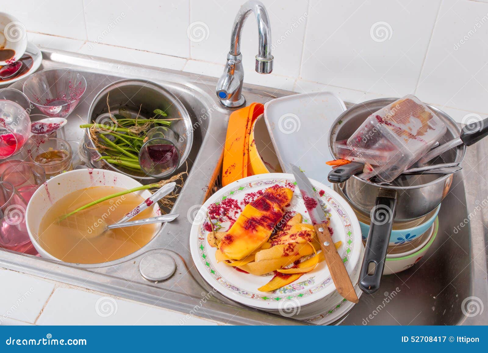 Dirty dishes stock image. Image of dishes, sink, kitchen - 52708417