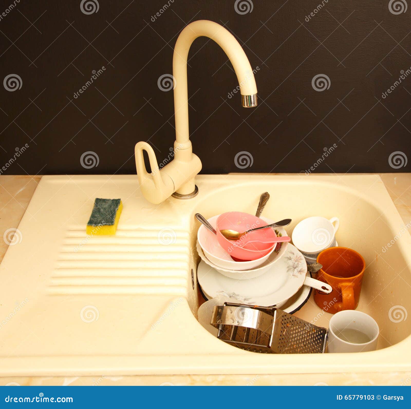 Dirty Dishes in Kitchen Sink Stock Image - Image of close, domestic ...