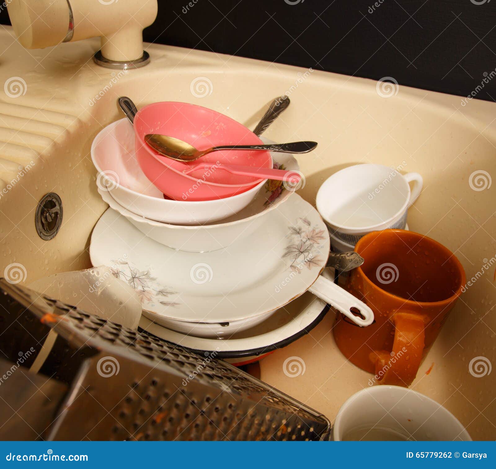 Dirty Dishes in Kitchen Sink Stock Photo - Image of dish, household ...