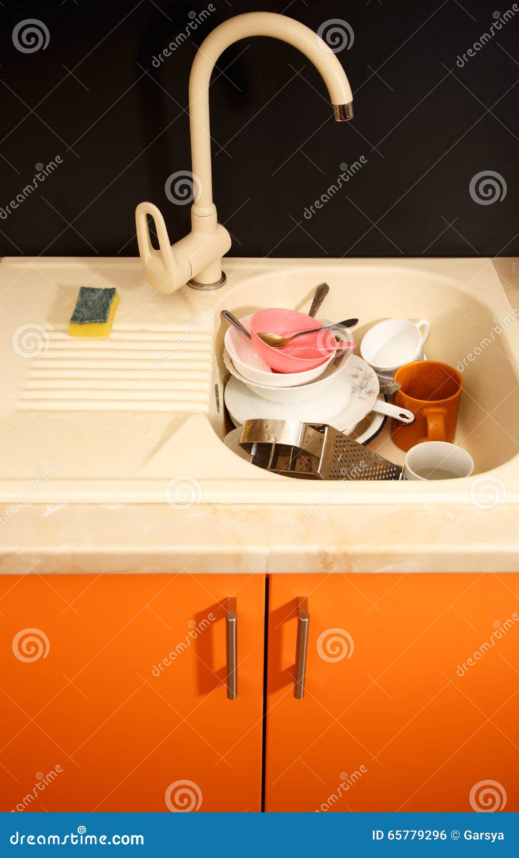 Dirty Dishes in Kitchen Sink Stock Photo - Image of dishware ...