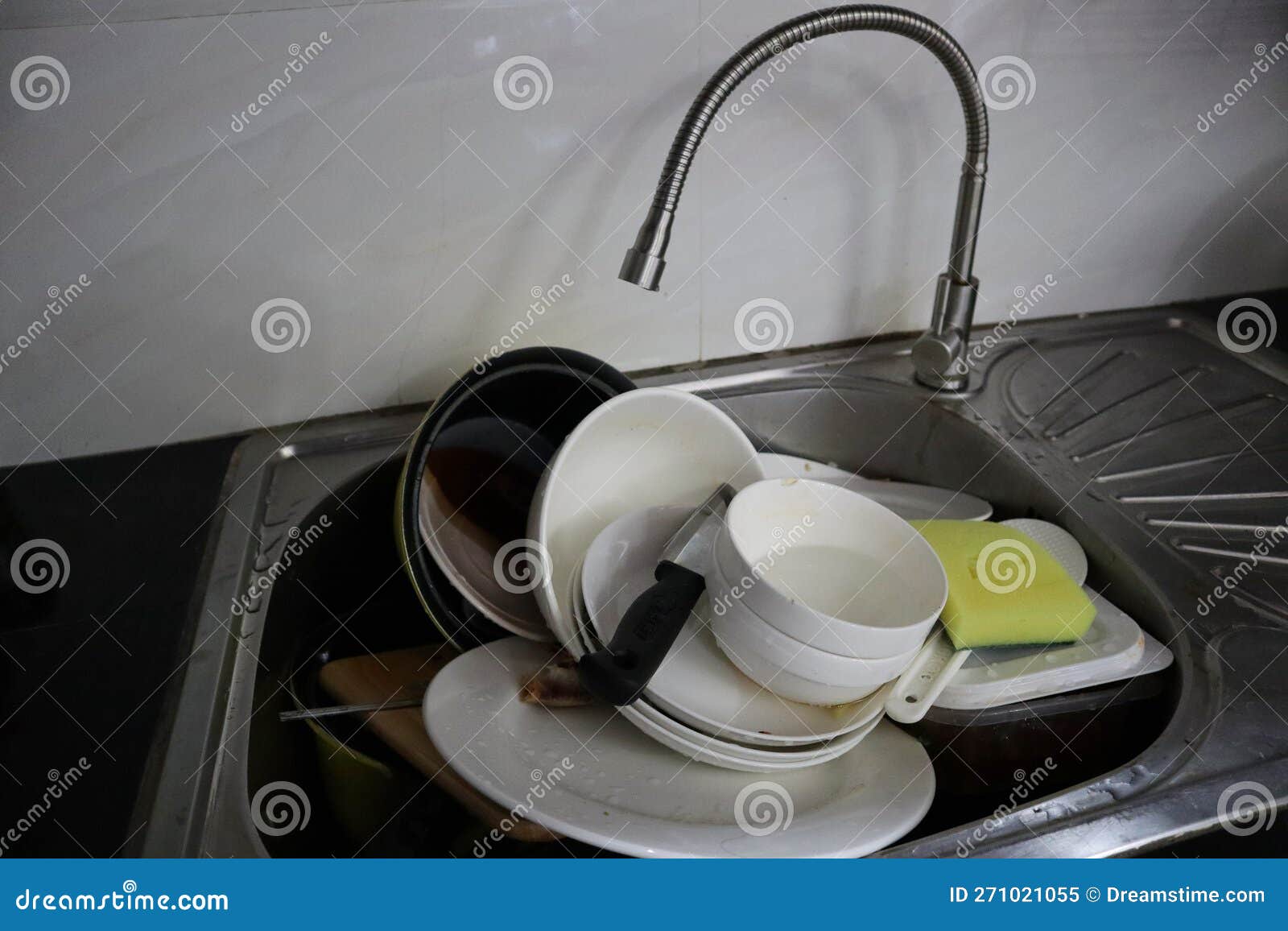 Dirty Dishes in the Kitchen Sink Stock Image - Image of table, clean ...