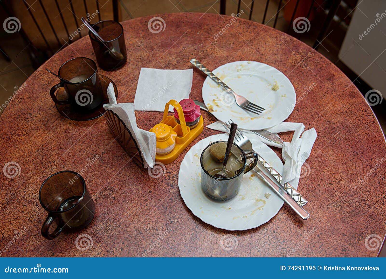 Dirty Dishes on a Table in a Restaurant Stock Photo - Image of messy ...