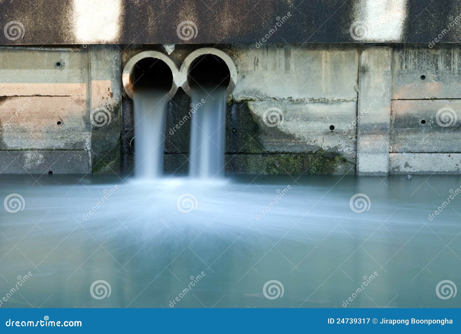Dirty Drain Polluting To River Stock Image - Image of liquid, sewage ...