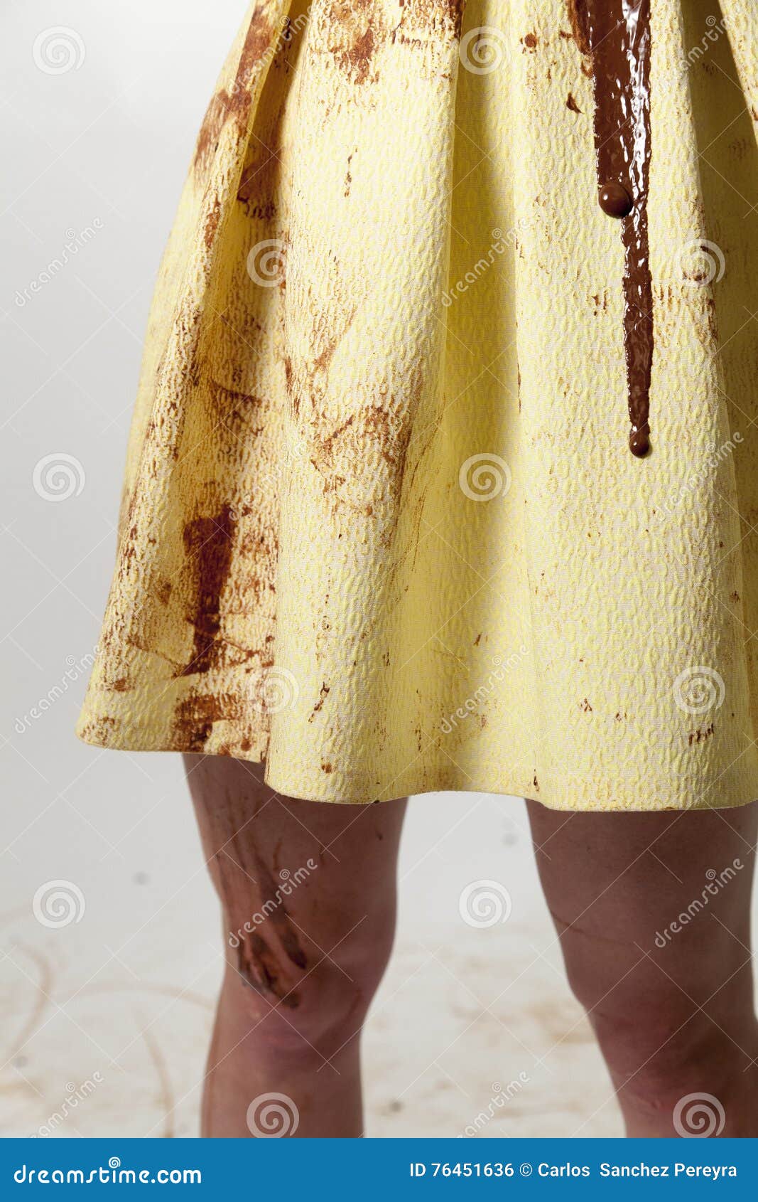 Dirty dress with chocolate stock photo. Image of dress - 76451636