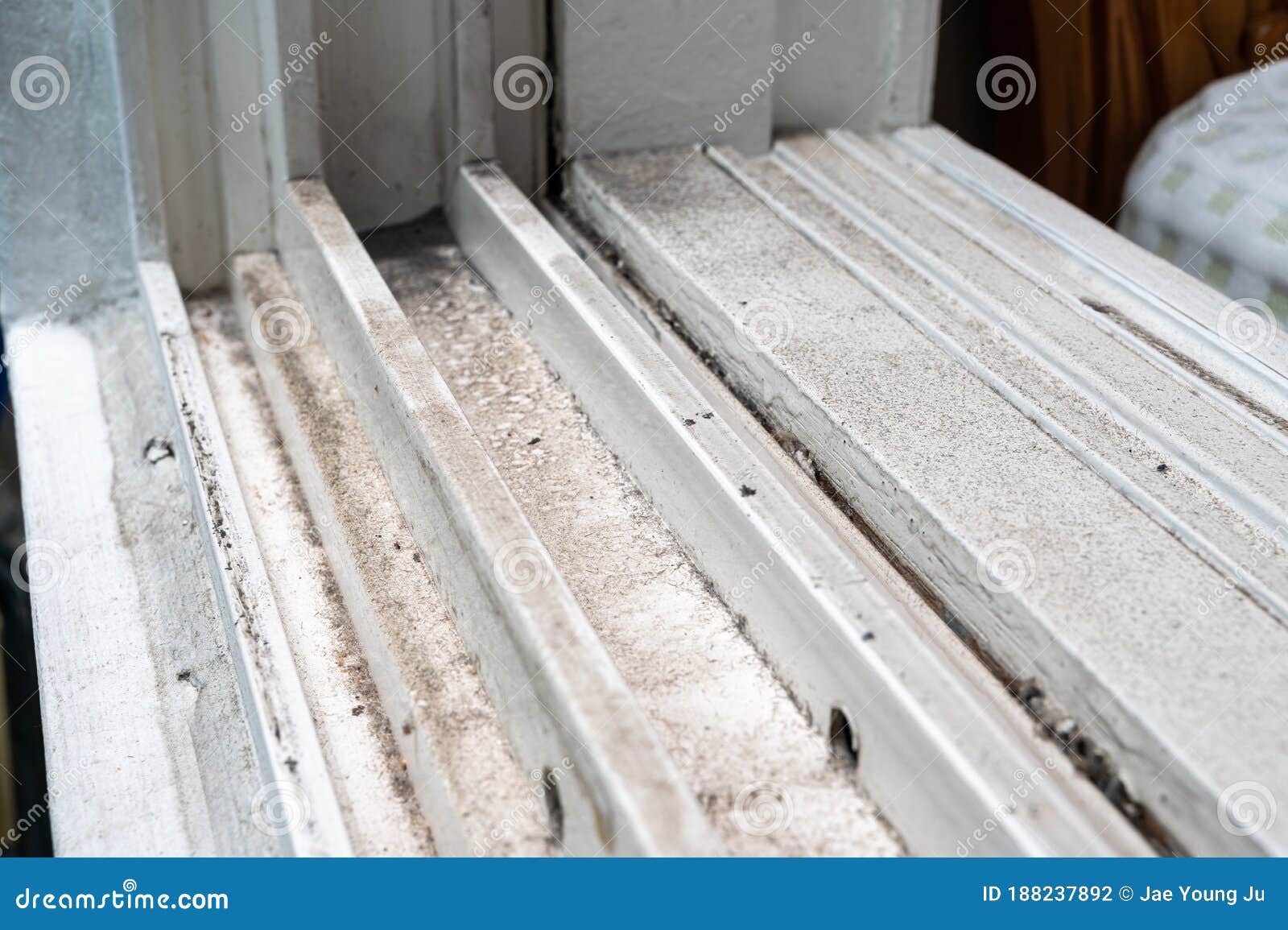 Dirty Dust Piled Up in Plastic Window Frames Stock Photo - Image of ...