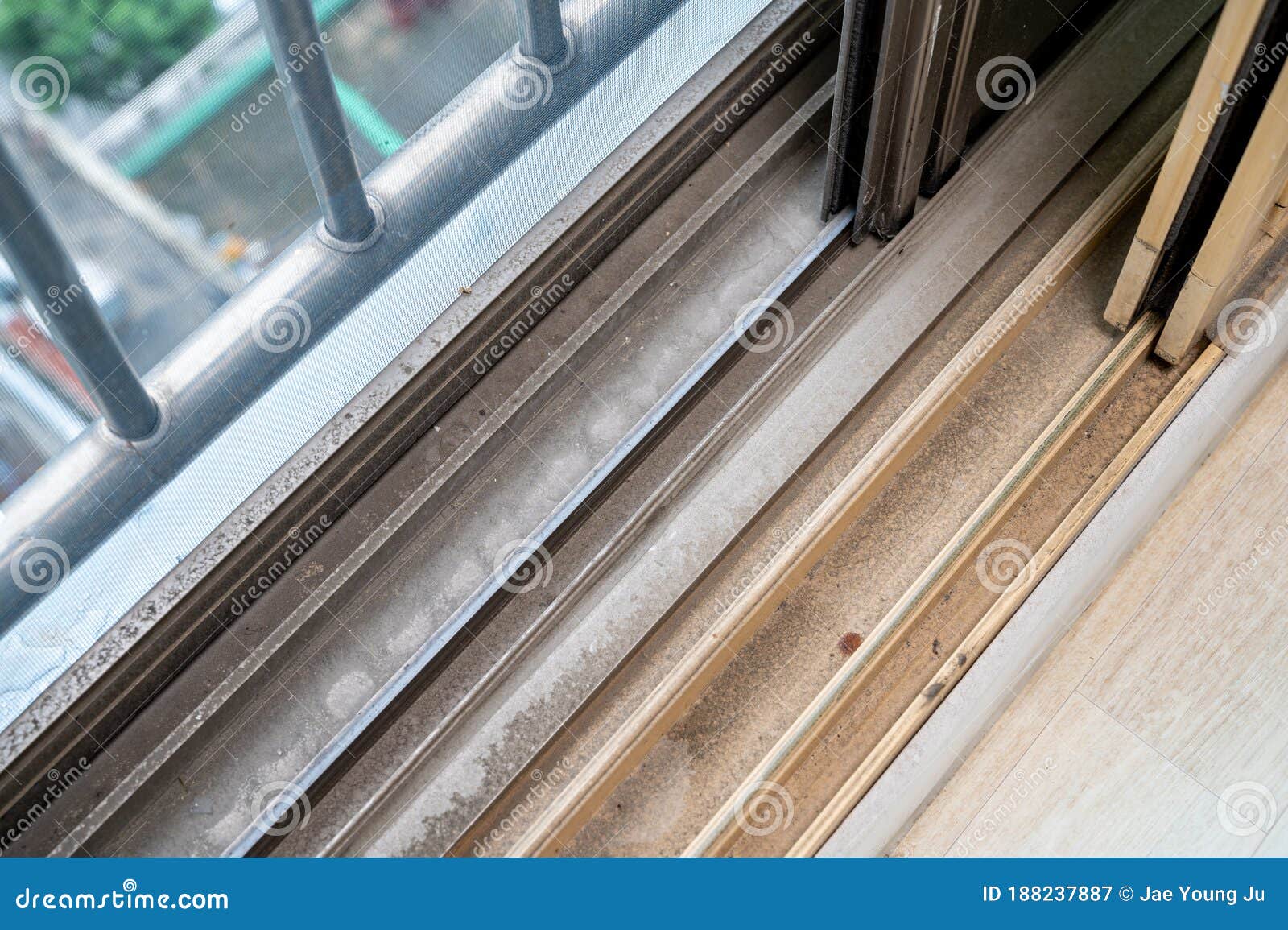 Dirty Dust Piled Up in Plastic Window Frames Stock Image - Image of ...