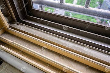 Dirty Dust Piled Up in Plastic Window Frames Stock Image - Image of ...