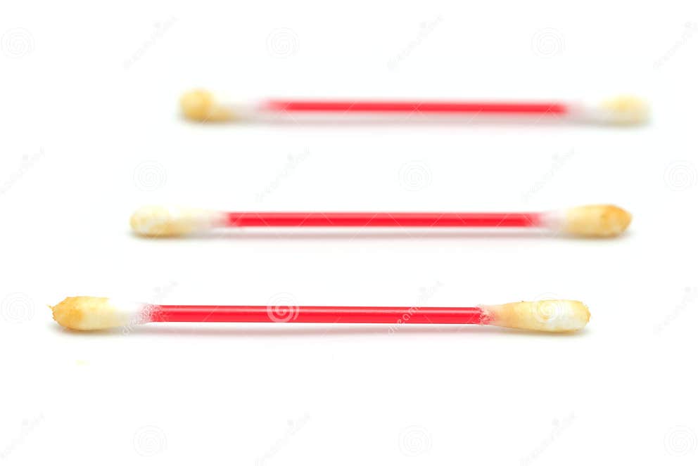 Dirty Ear Sticks on a White Background Stock Image - Image of hygienic ...