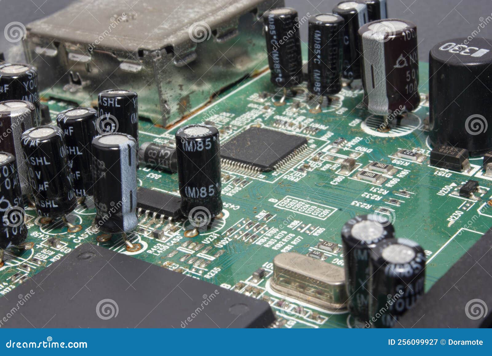 Dirty Electronic Circuit Board. Transistor Microchips Stock Image ...