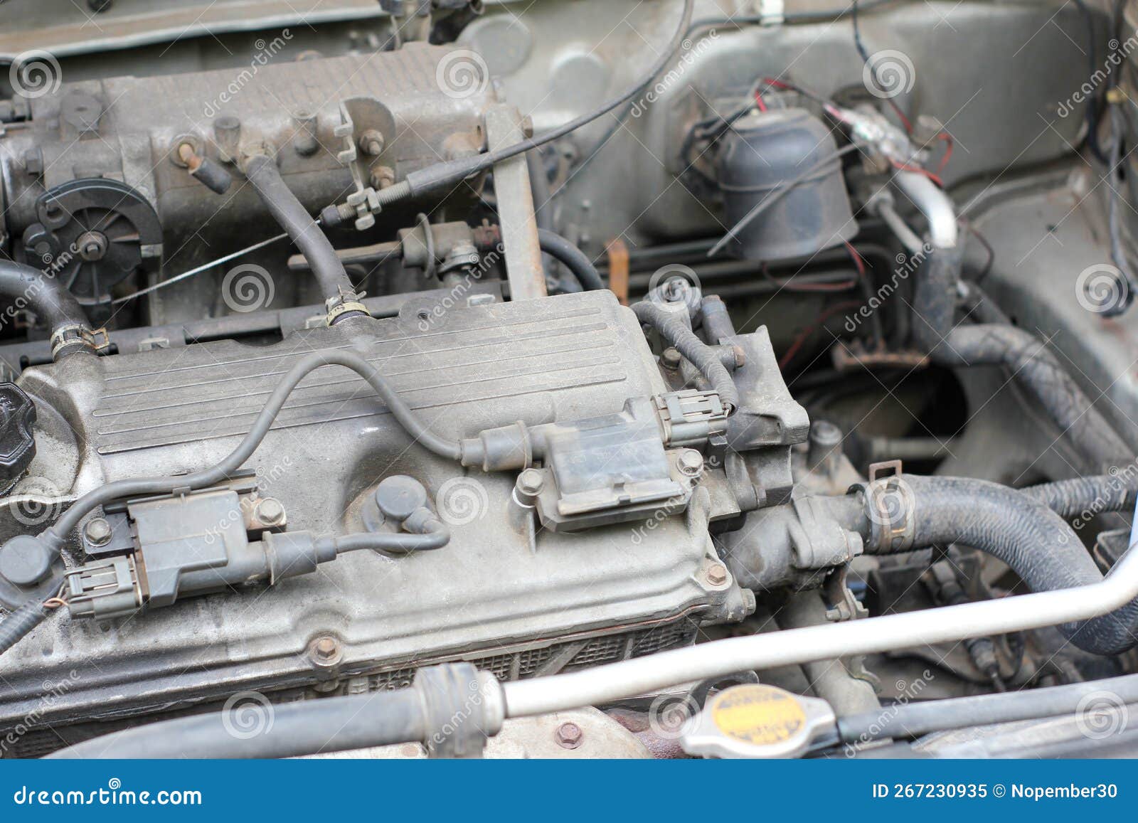 Old Car Engine Room stock image. Image of mechanic, power - 267230935