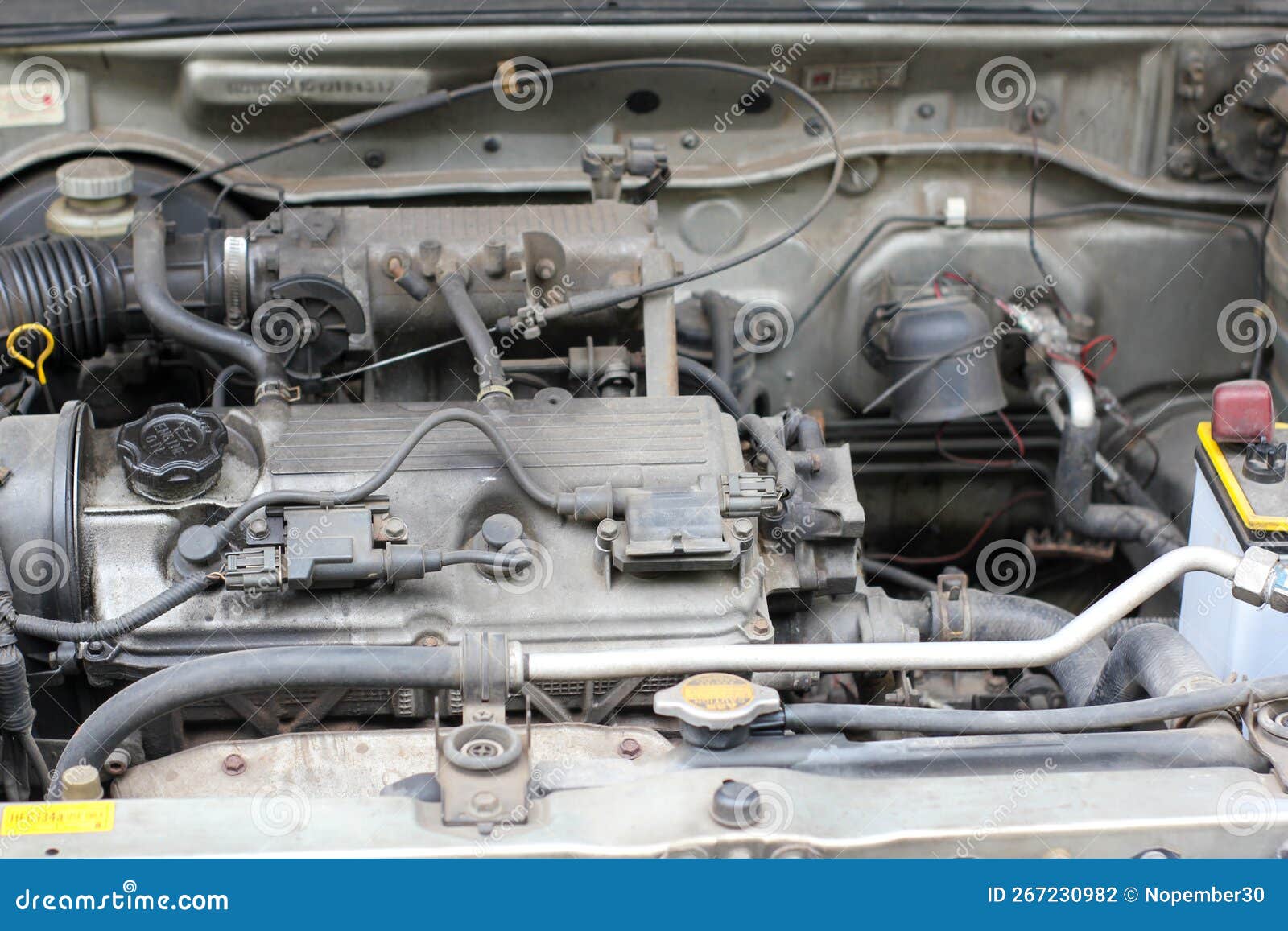 Old Car Engine Room stock photo. Image of auto, dust - 267230982