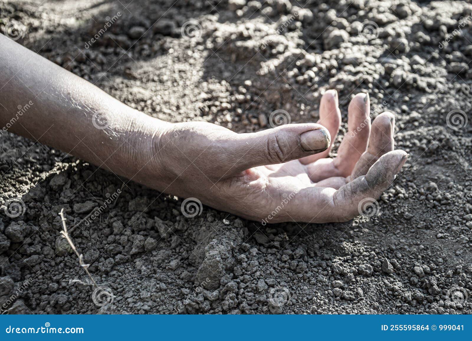 Dirty Female Hand Lies on the Ground. Stock Photo - Image of healthy ...