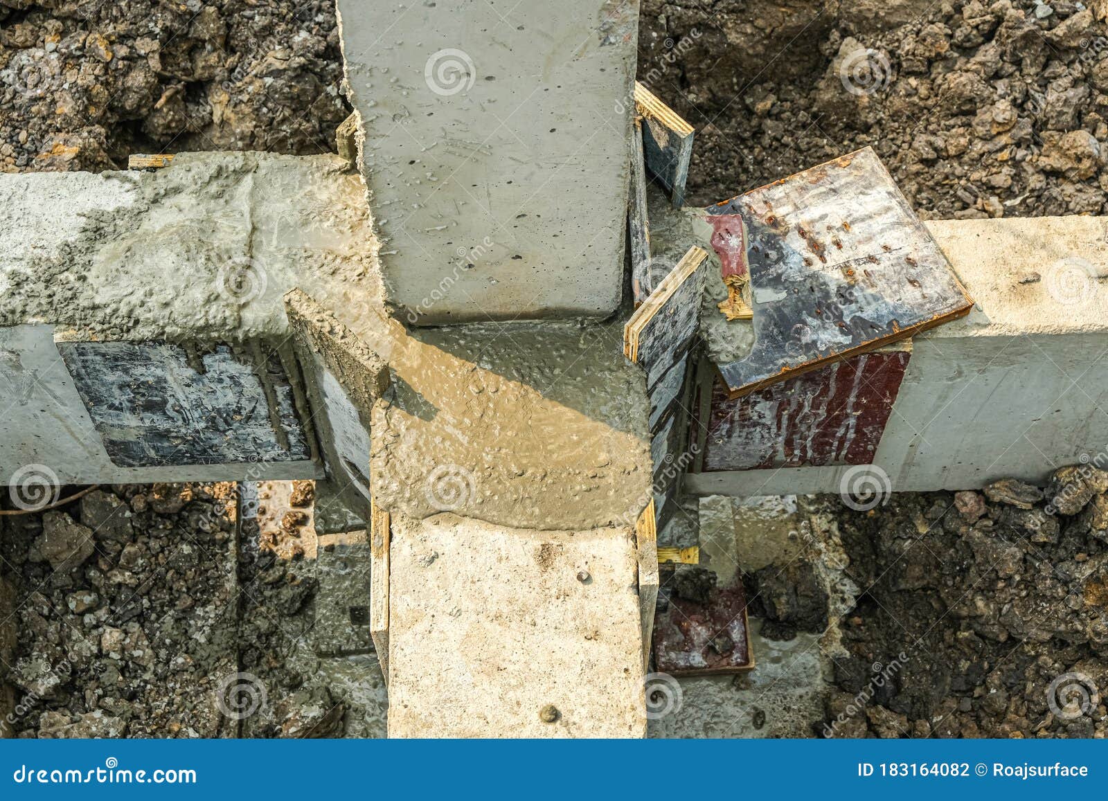 Dirty Foundation Pillar in Pit before Making Joint Concrete for ...