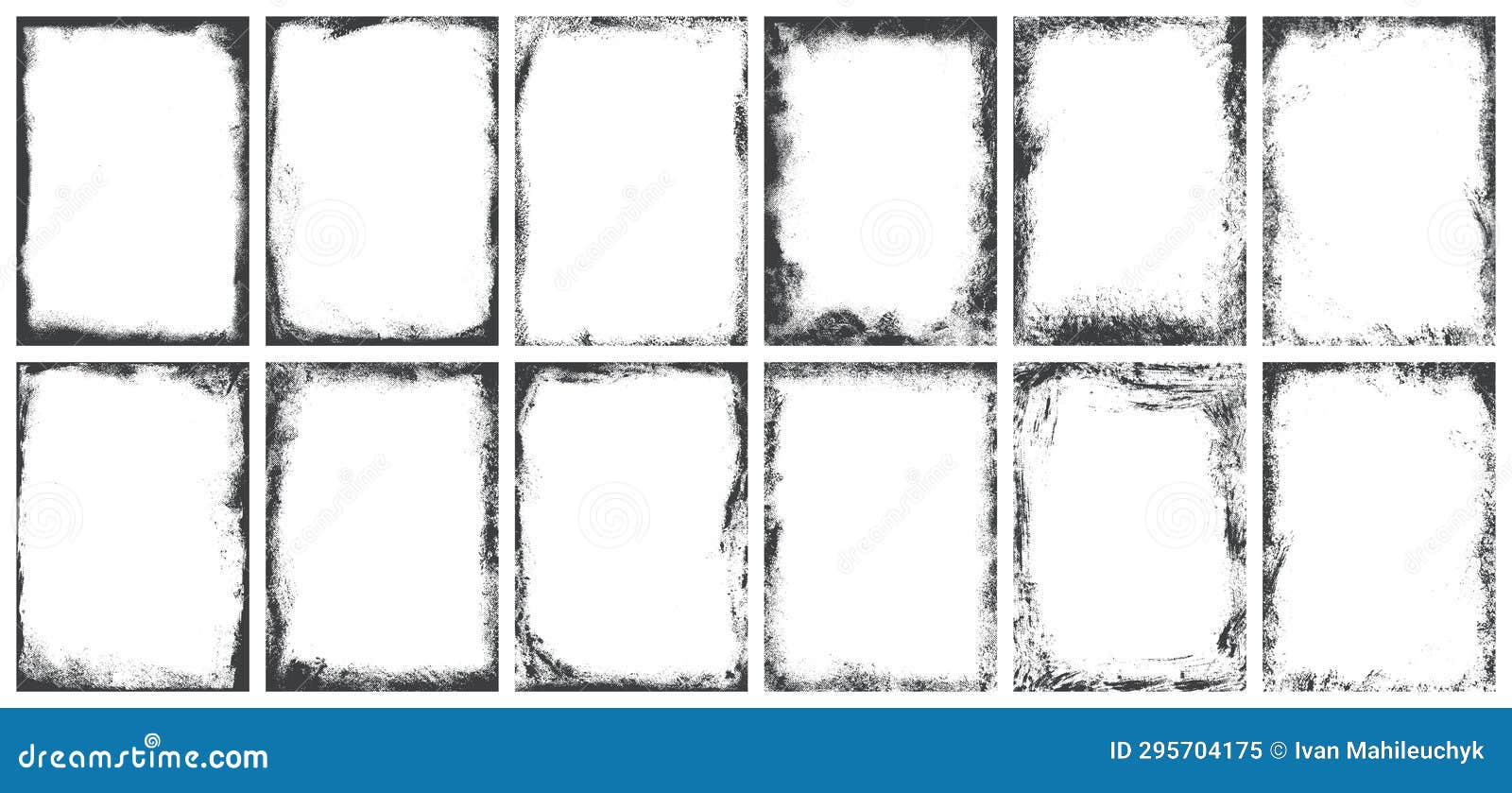 Dirty Frames Set Elements Monochrome Stock Illustration - Illustration ...