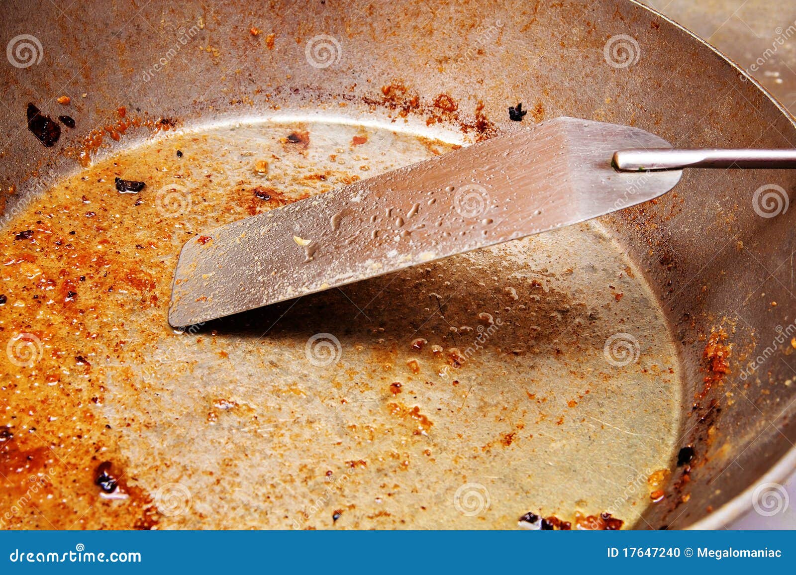 Dirty fried pan stock photo. Image of metal, dish, menu - 17647240