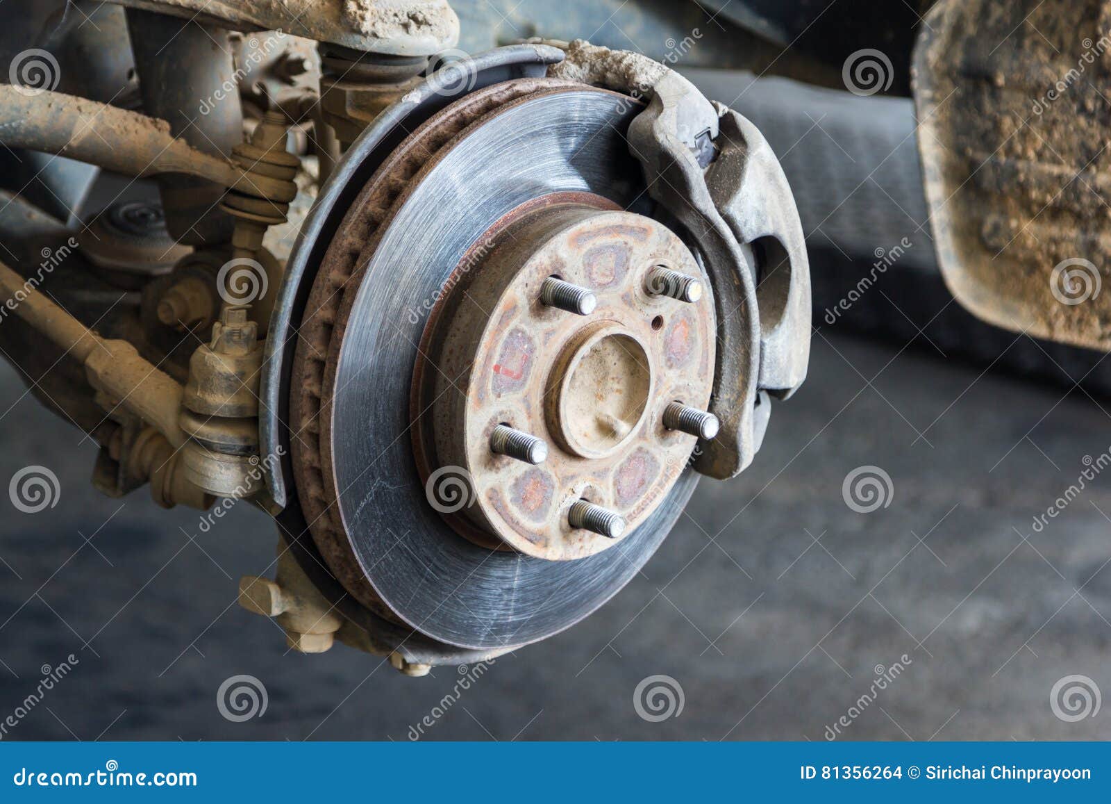 Dirty Front Disk Brake on Car,close Up Stock Photo - Image of ...