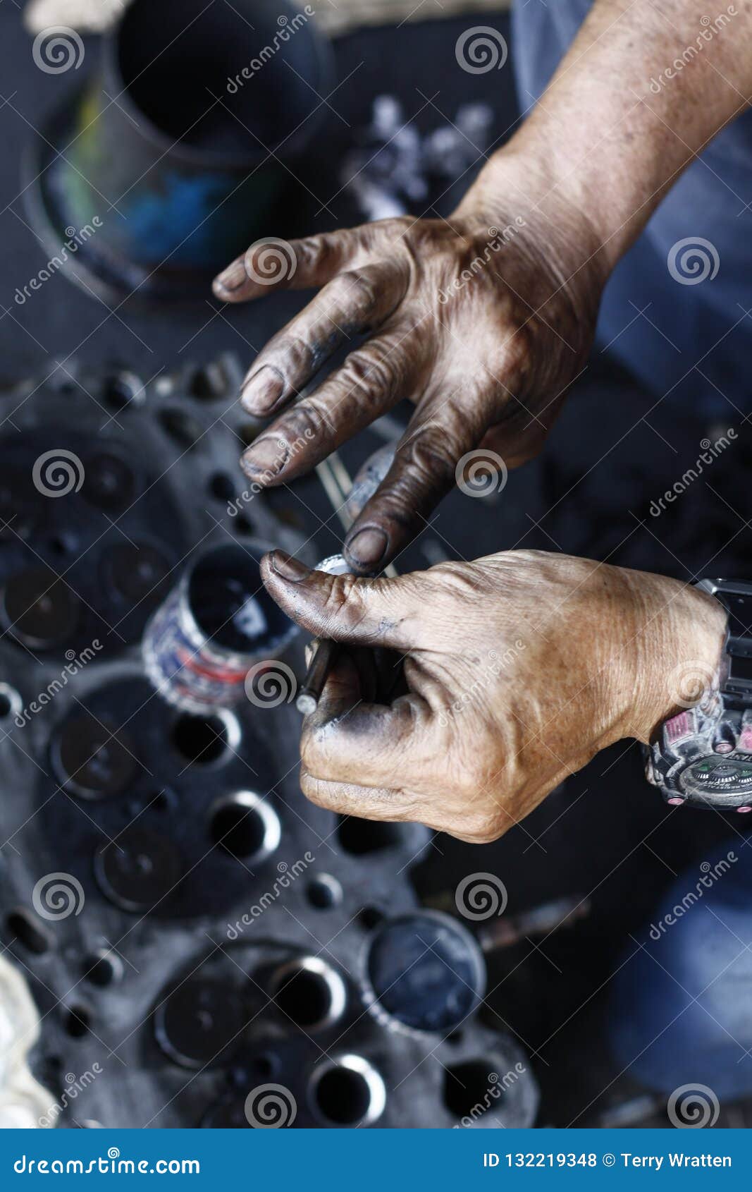 Man& X27;s Hands, Oiling and Greasing Valves Stock Photo - Image of ...