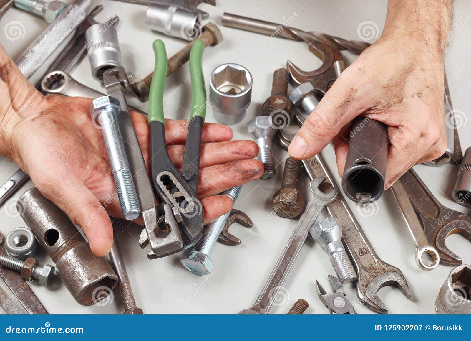 Dirty Hand of Mechanic Behind His Work in Workshop Stock Image - Image ...