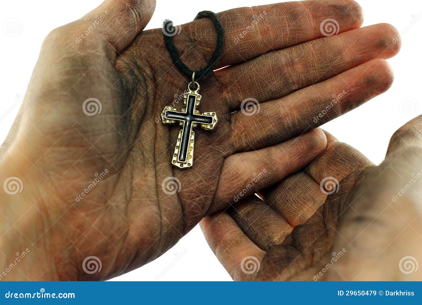Dirty hands holding cross stock image. Image of pray - 29650479