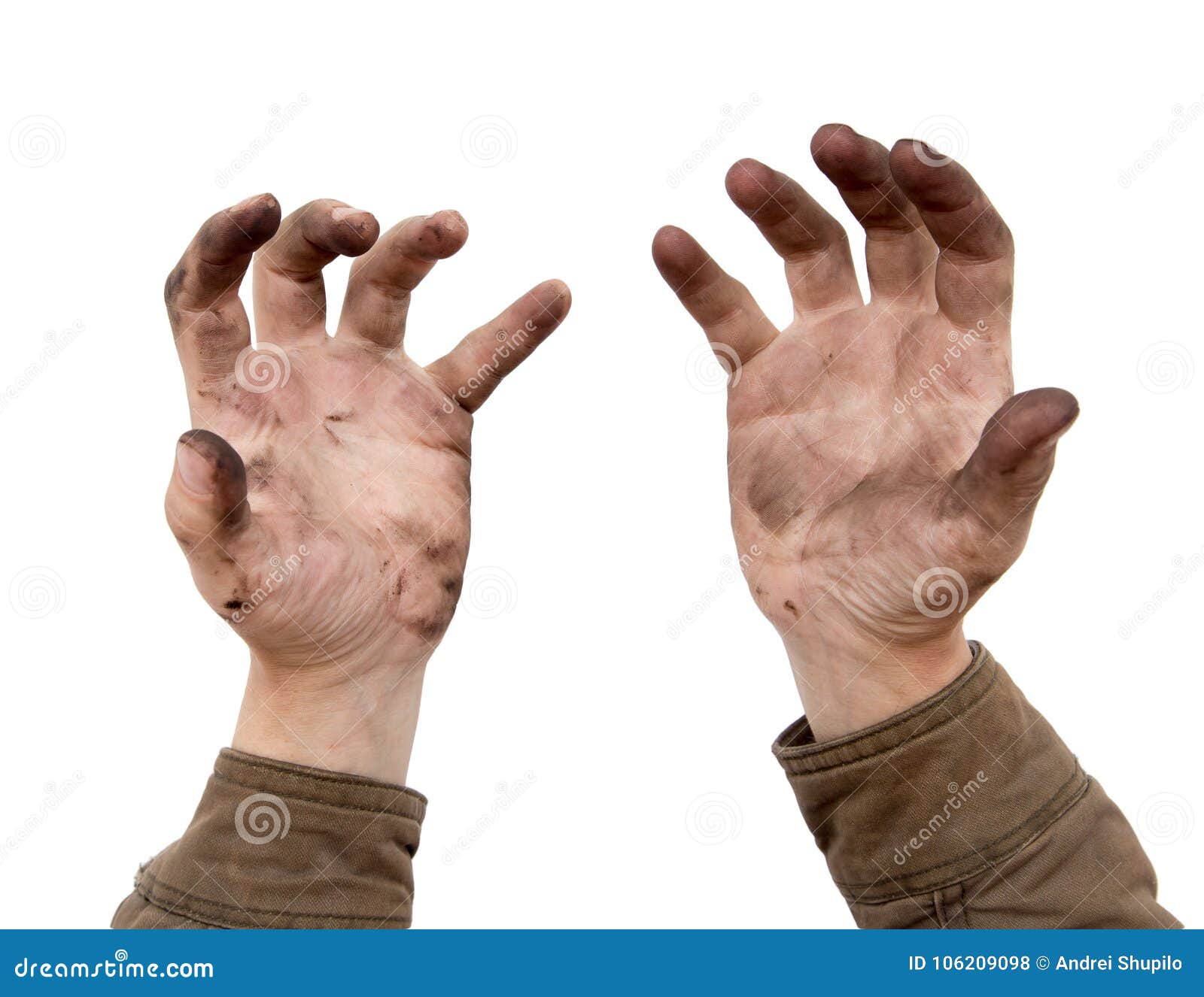 Dirty Hands On A White Background Stock Photo - Image of dirt, dirty ...