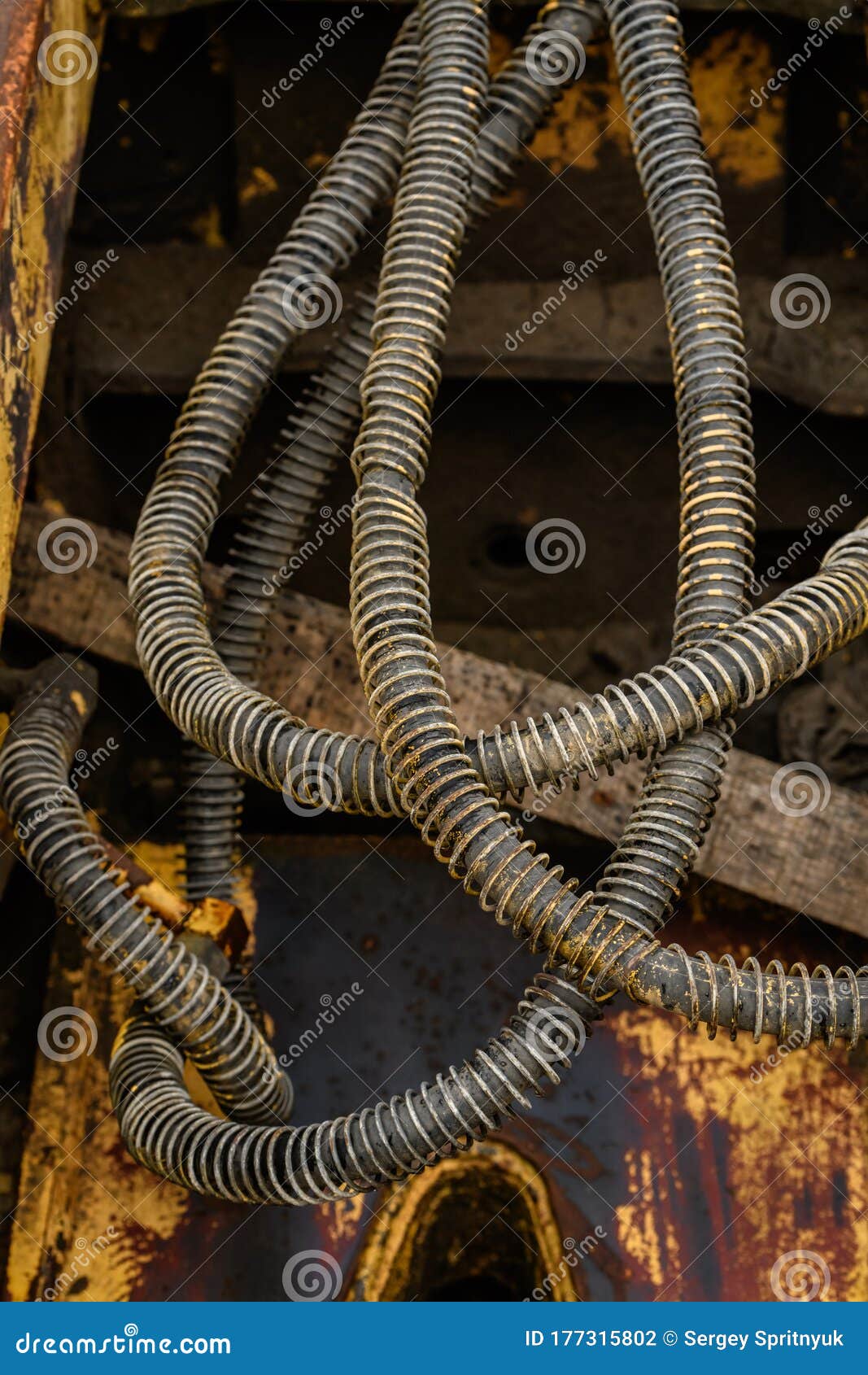 Dirty Hydraulic Hoses Of Old Backhoe Royalty-Free Stock Photo ...