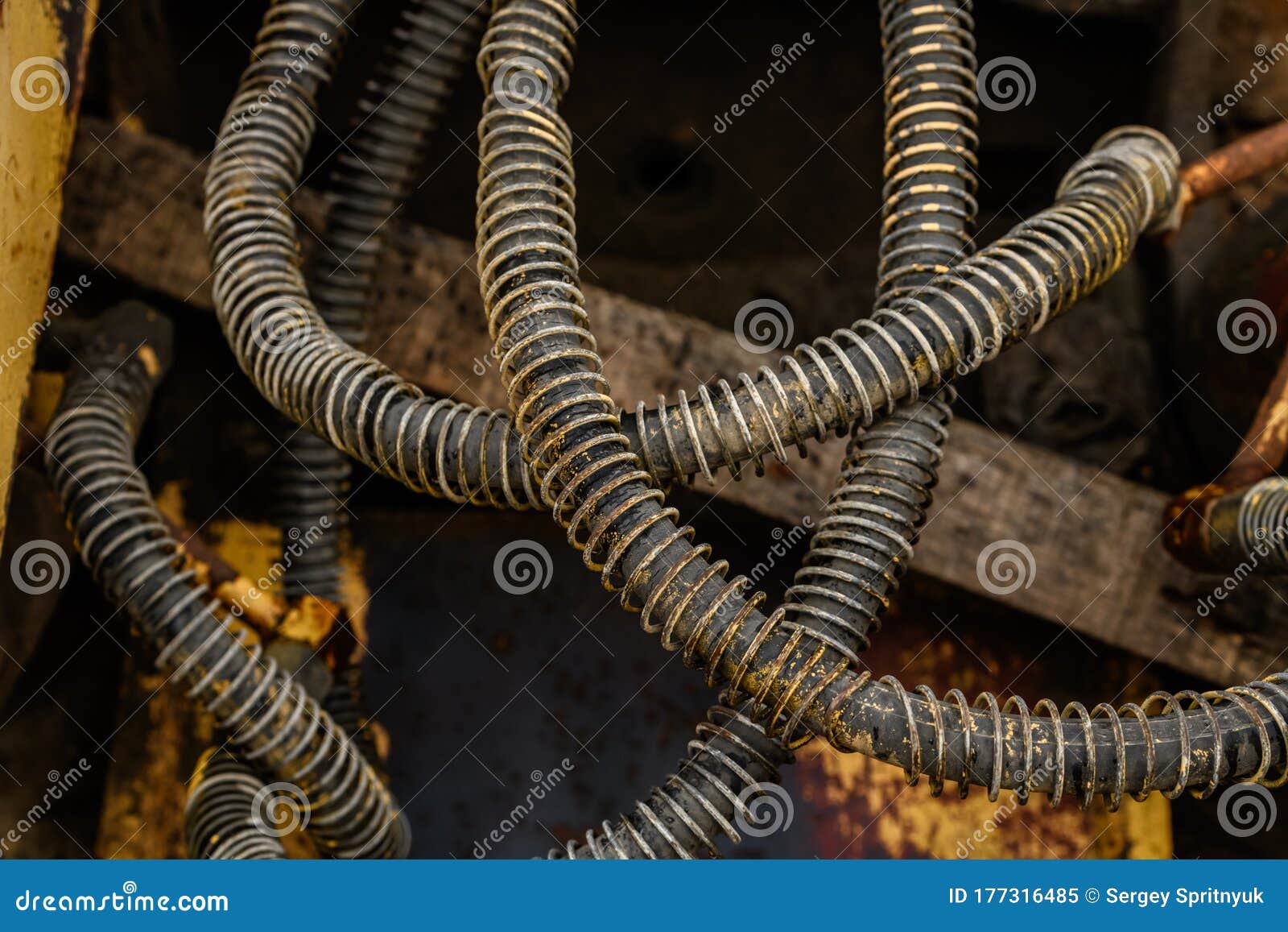 Dirty Hydraulic Hoses Of Old Backhoe Royalty-Free Stock Photo ...