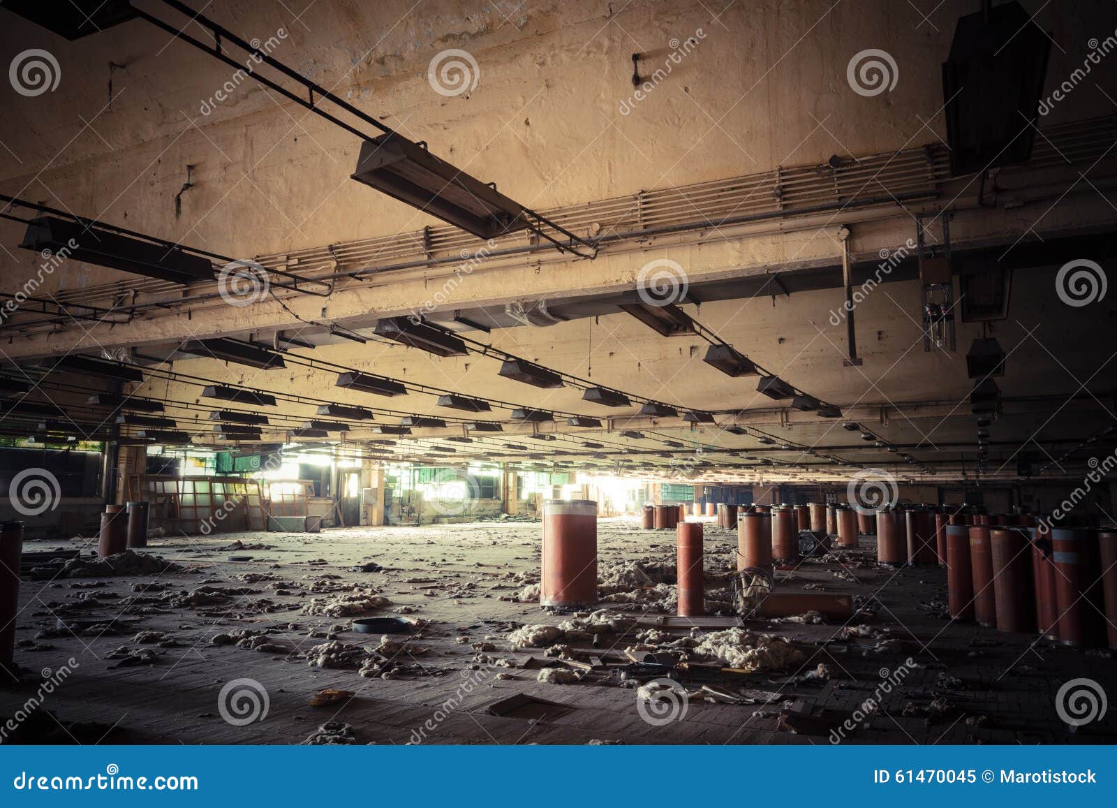 Dirty Industrial Interior of an Abandoned Factory Building Stock Image ...