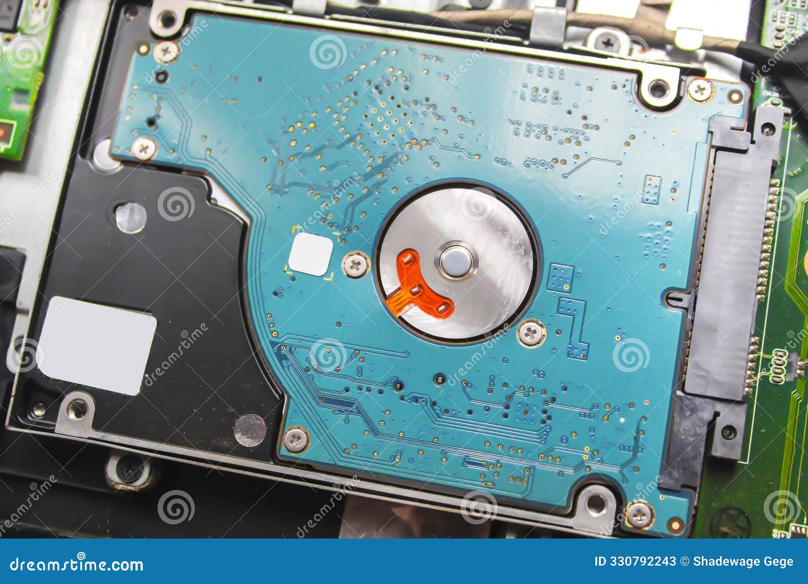 Dirty Internal Hard Disk on Motherboard Stock Image - Image of iron ...