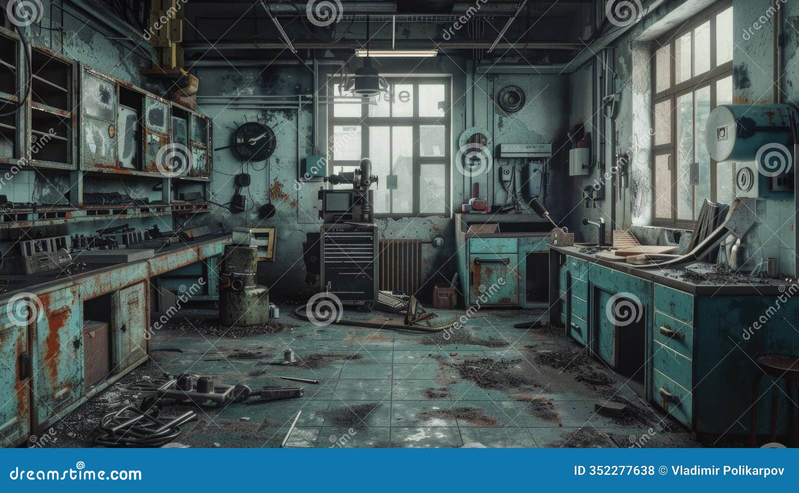 A Dirty Kitchen with Clutter on the Floor. Ideal for Illustrating a ...