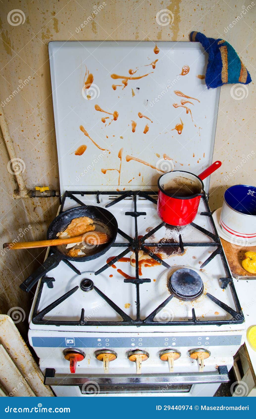 Dirty kitchen stove stock photo. Image of food, cooker - 29440974