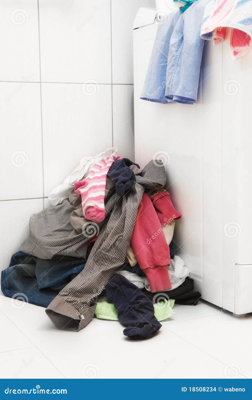 Dirty Laundry in the Bathroom Stock Photo - Image of messy, isolated ...