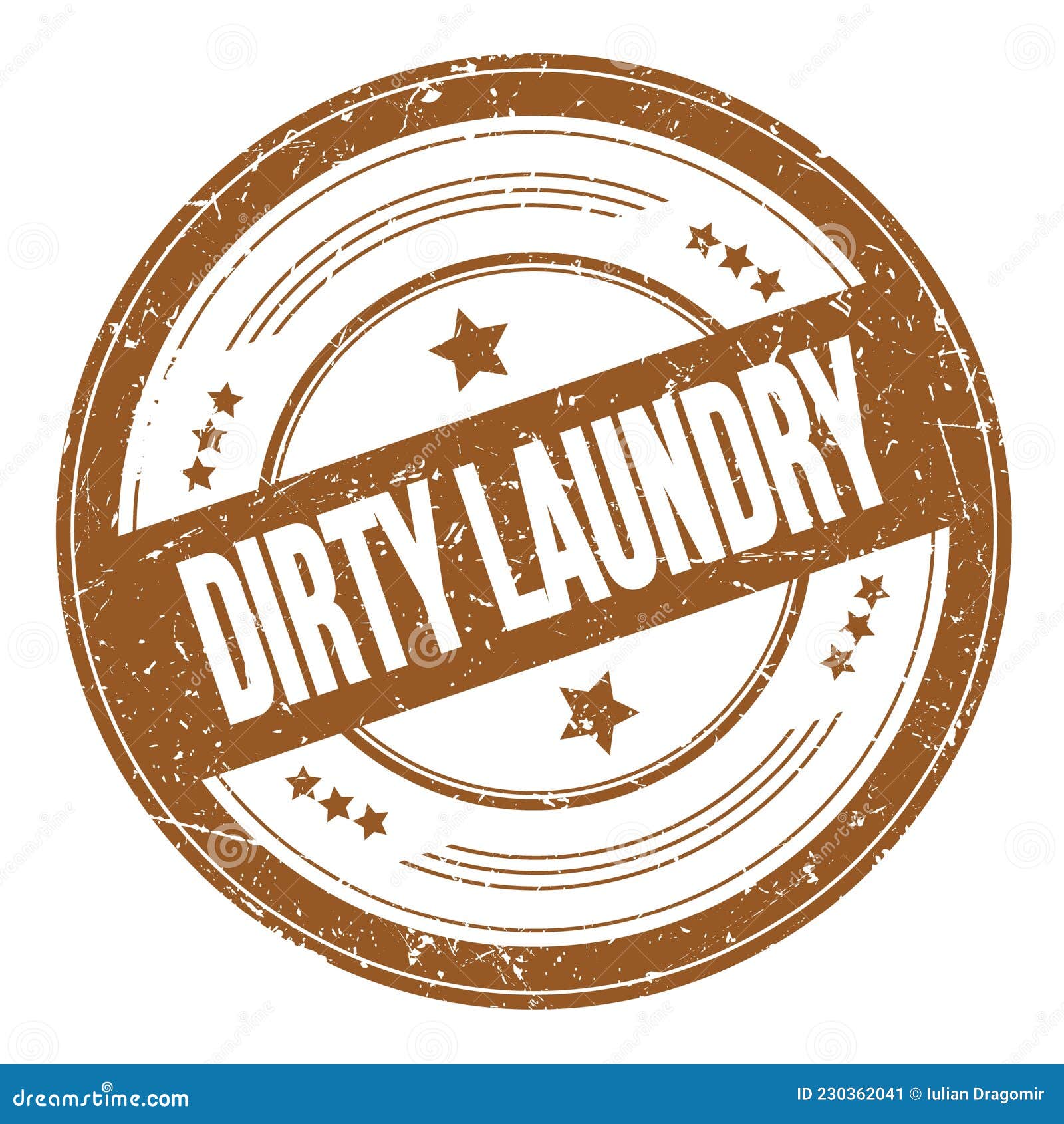 DIRTY LAUNDRY Text on Brown Round Grungy Stamp Stock Illustration ...