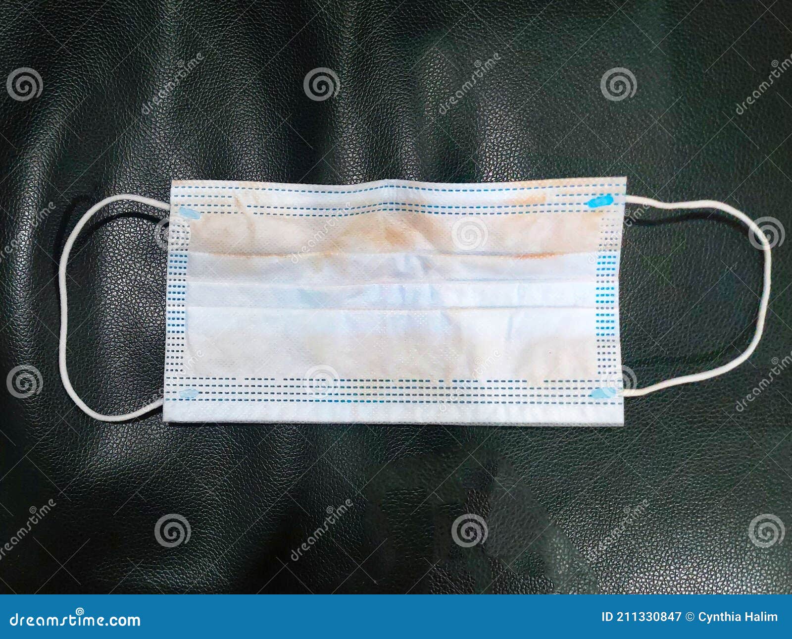 Dirty Mask with Makeup Stain on Black Leather Background Stock Image ...