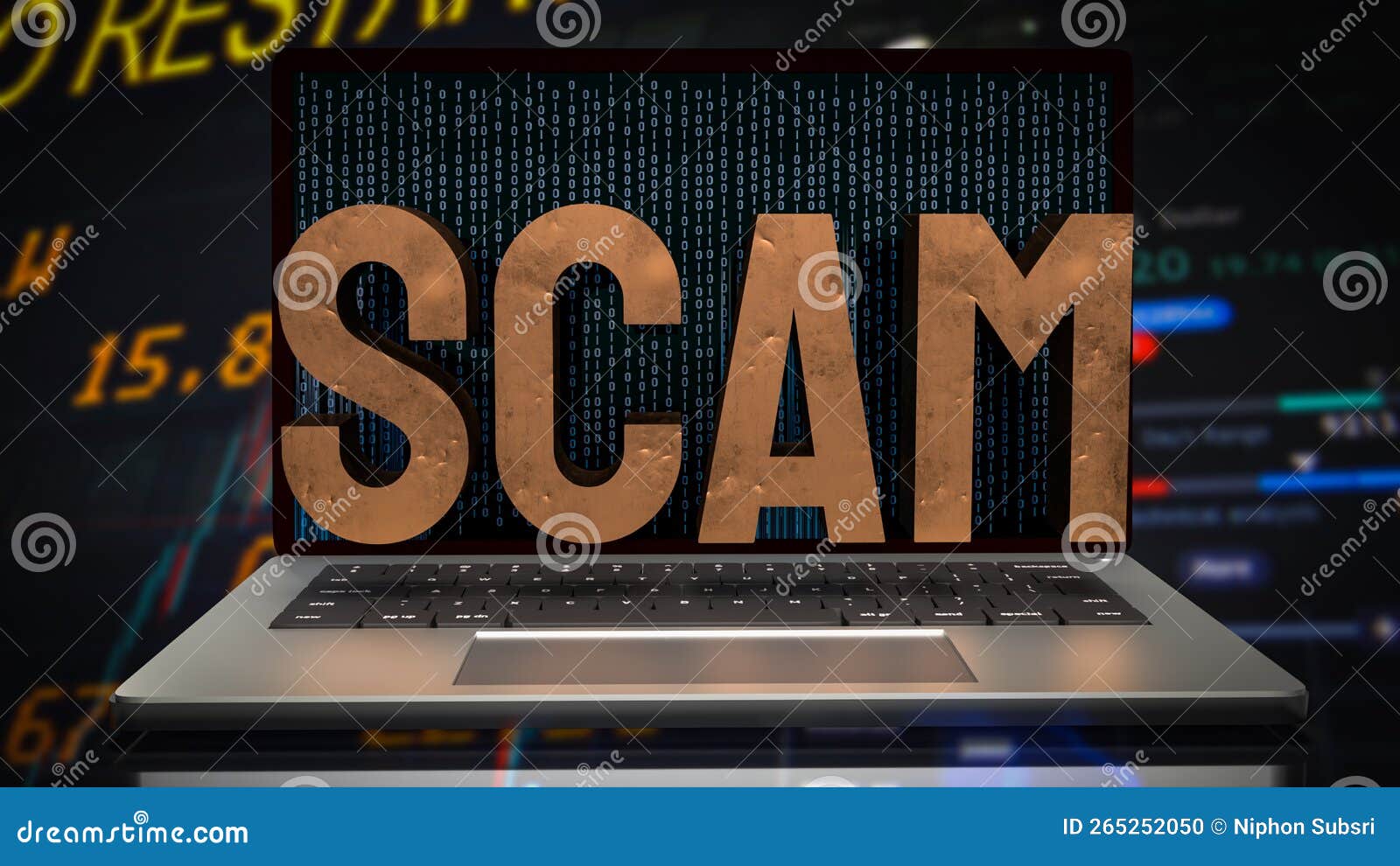 Dirty Metal Scam Text on Notebook Background 3d Rendering Stock ...