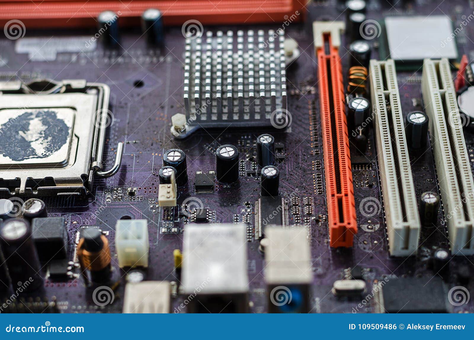 Dirty Motherboard for the Whole Frame Stock Photo - Image of closeup ...