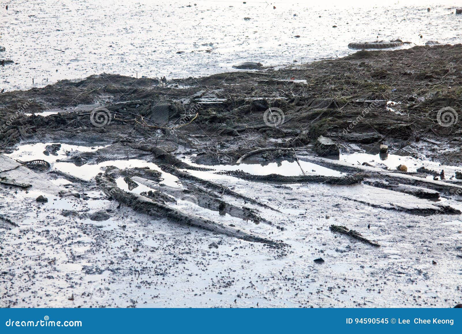 Dirty Muddy Beach Showing a Dump Site Stock Image - Image of channel ...