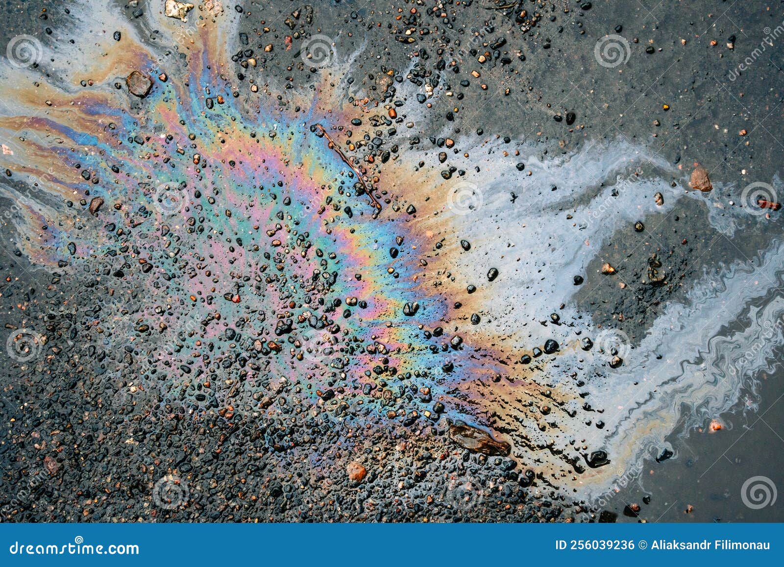Dirty Multi-colored Stain from Engine Oil on Asphalt Stock Photo ...