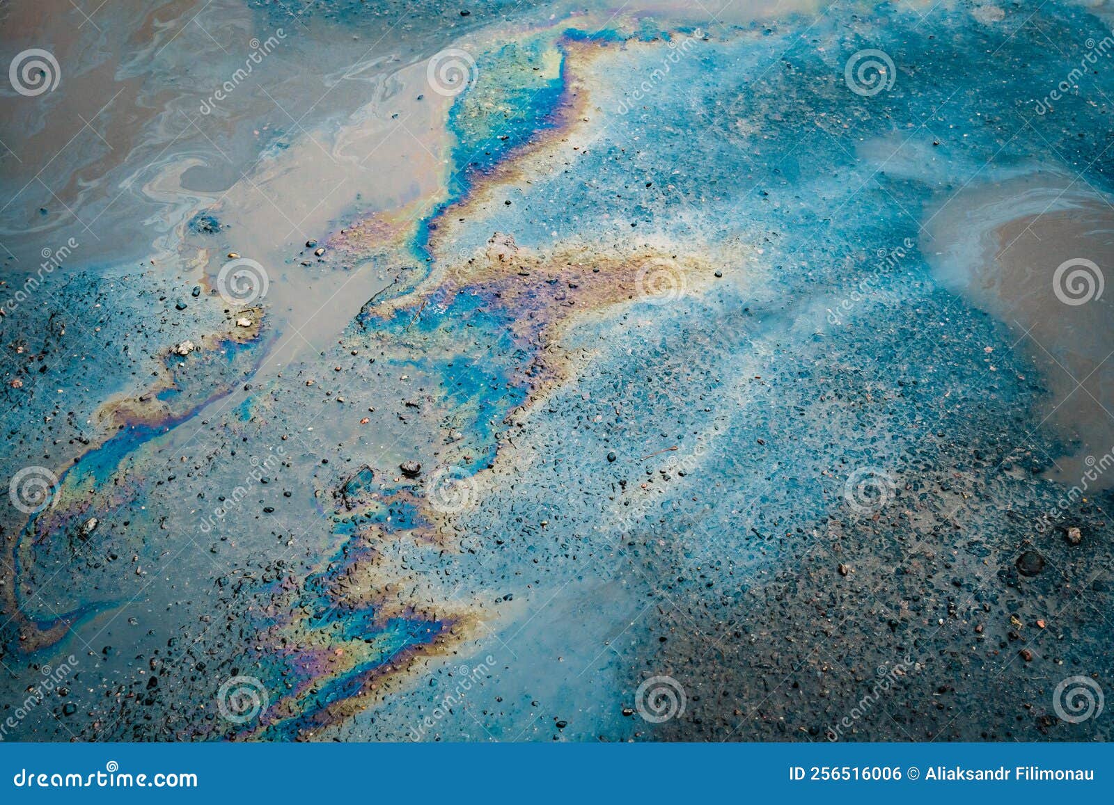 Dirty Multi-colored Stain from Engine Oil on Asphalt Stock Photo ...