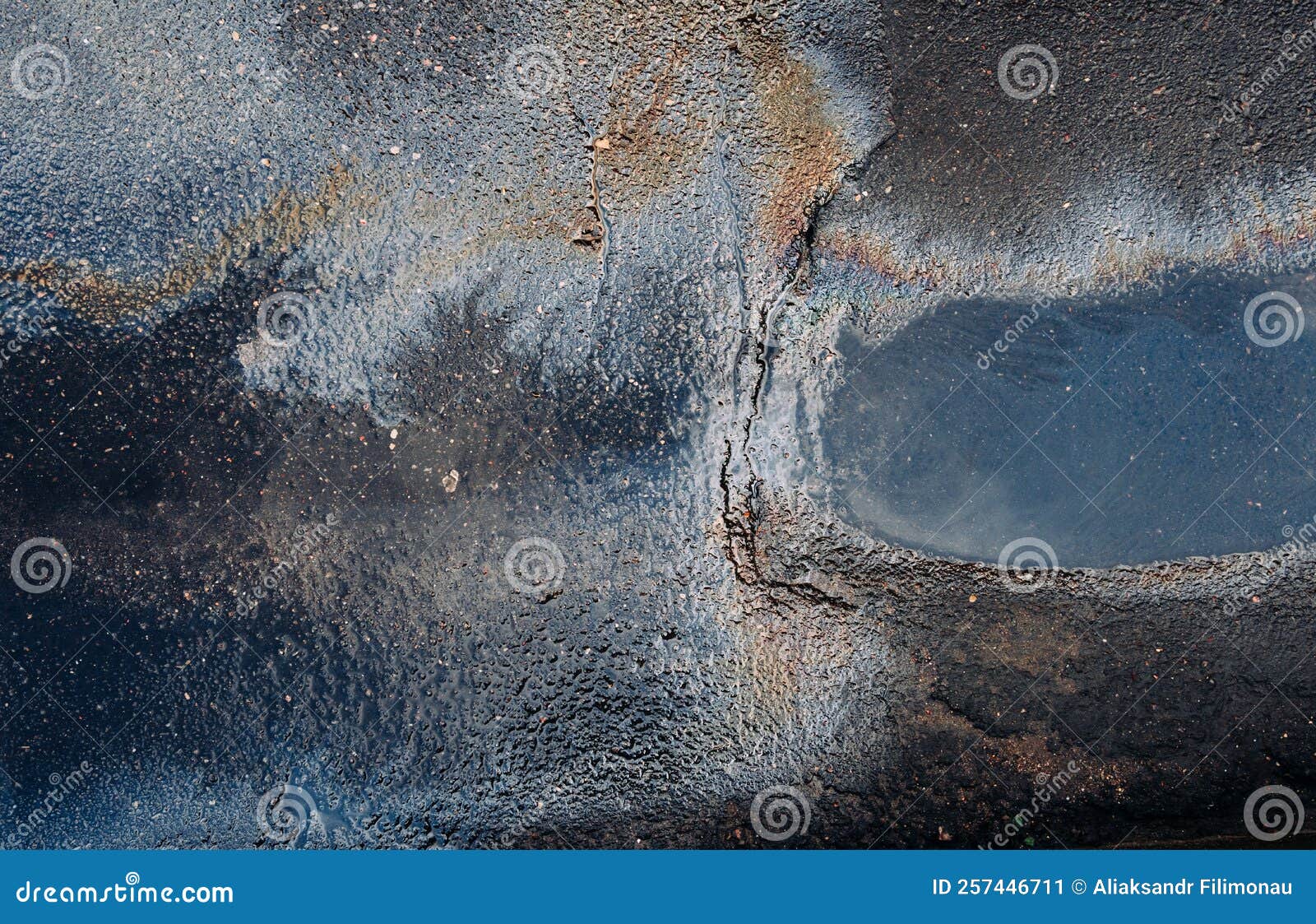 Dirty Multi-colored Stain from Engine Oil on Asphalt Stock Image ...
