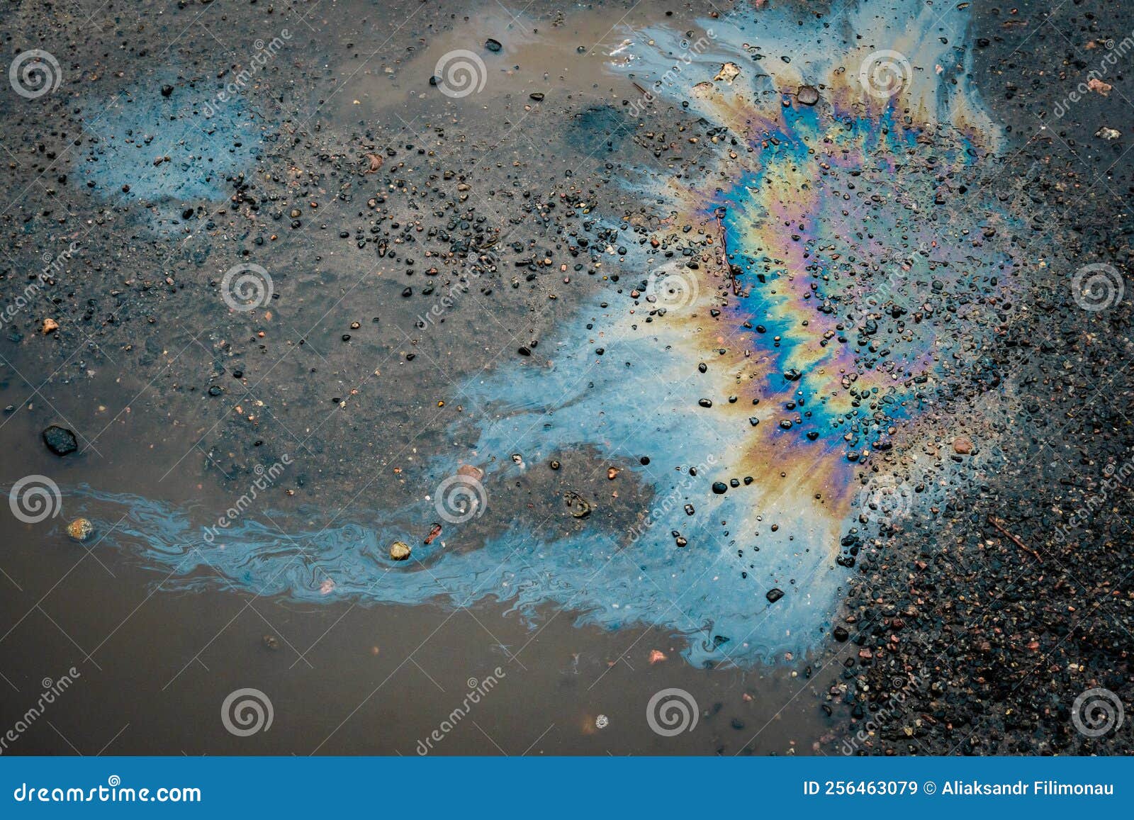Dirty Multi-colored Stain from Engine Oil on Asphalt Stock Image ...
