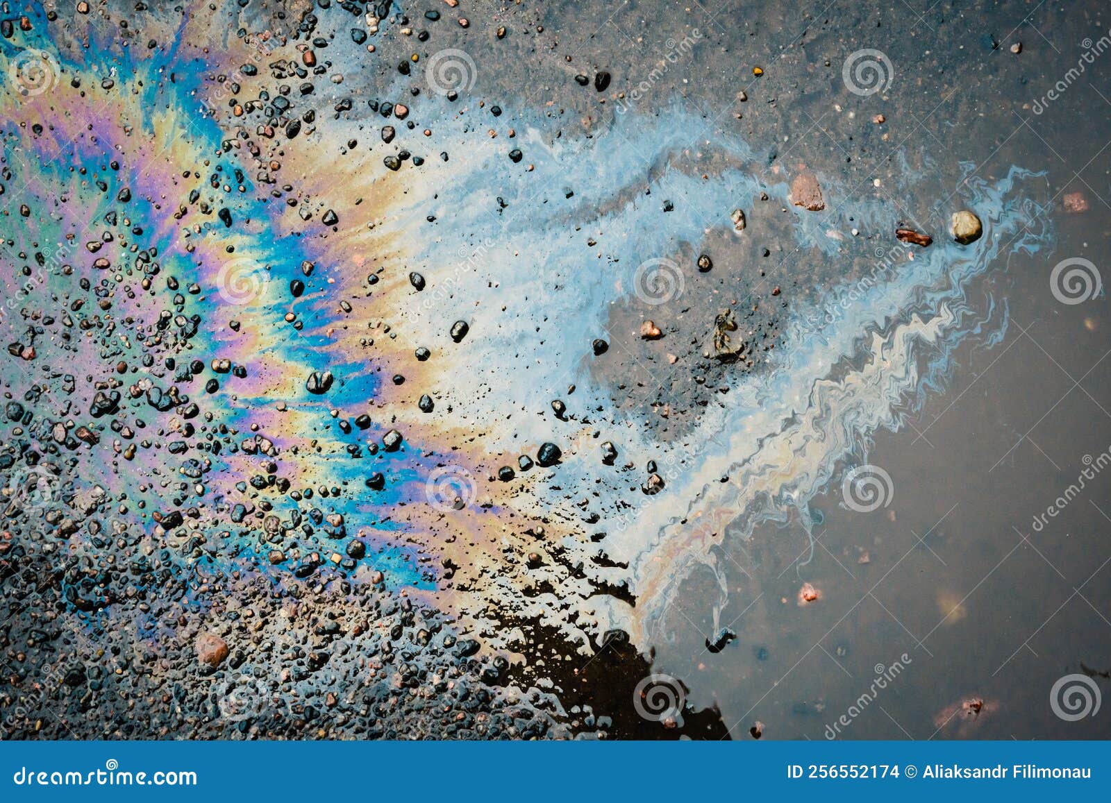 Dirty Multi-colored Stain from Engine Oil on Asphalt Stock Photo ...