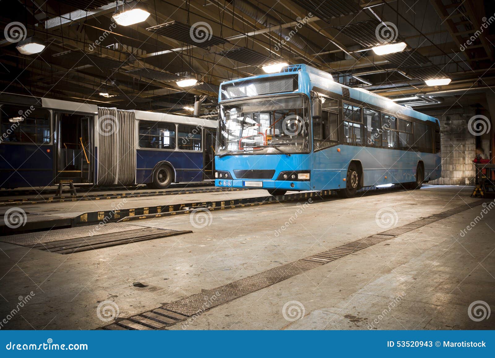 Dirty, Oily Bus Garage Inspection Pit Stock Image - Image of work ...