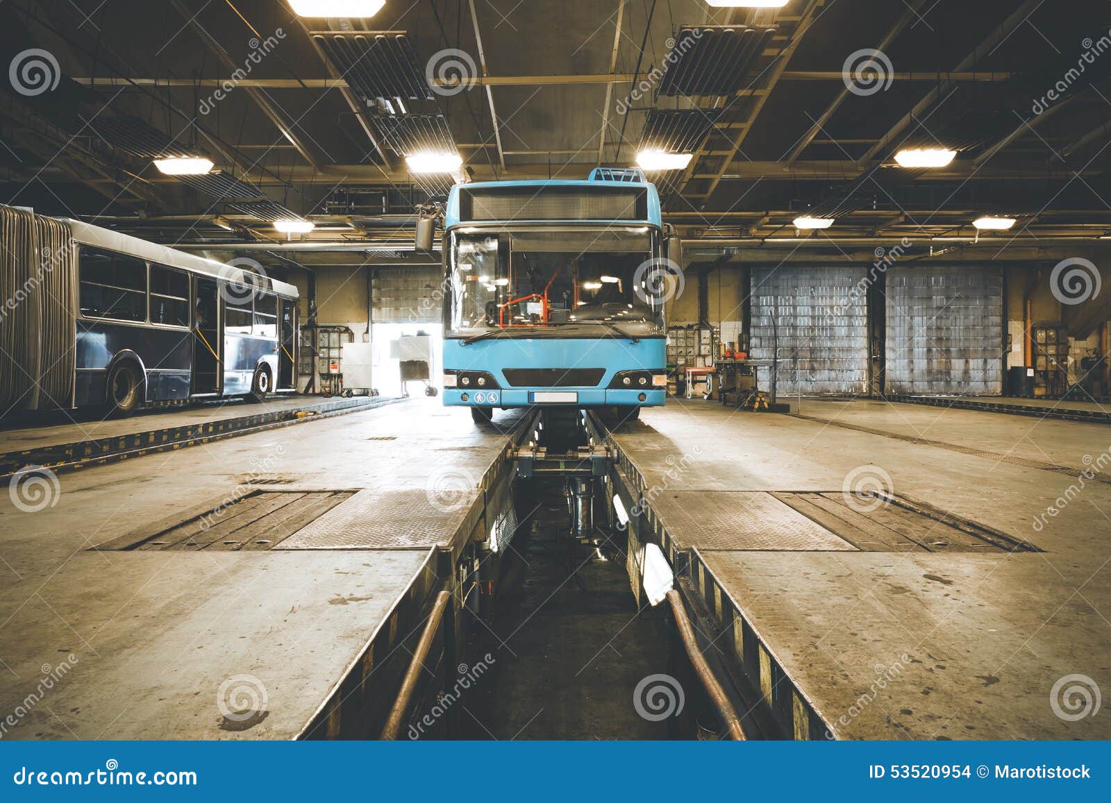 Dirty, Oily Bus Garage Inspection Pit Stock Photo - Image of grunge ...